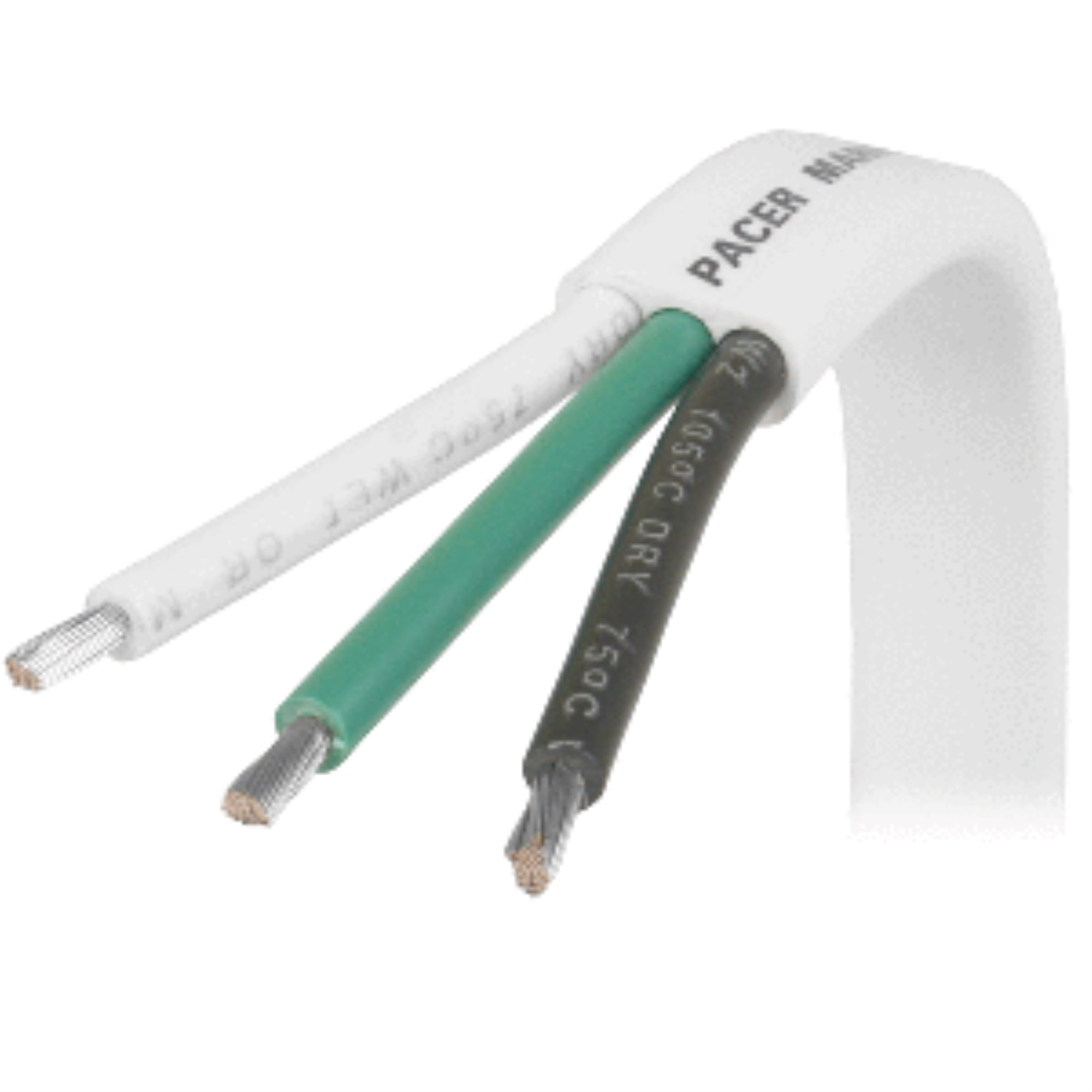 Pacer Group W6/3-100 Pacer 6/3 Awg Triplex Cable - Black/green/white ...