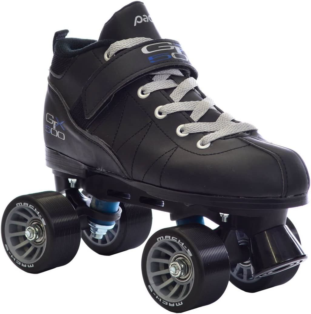 Pacer Black Mach-5 GTX500 Quad Speed Roller Skates w/ 2 Pair of Laces ...
