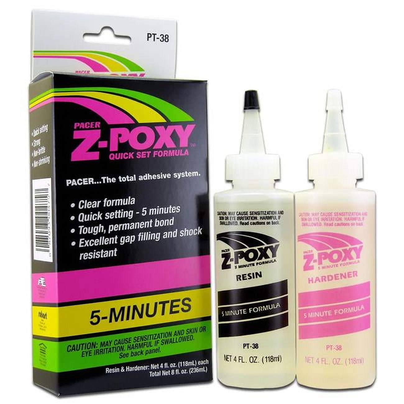 Zap Glue Pacer Technology 5 Minute 2 Part Epoxy Z-Poxy 8oz, Resistant ...
