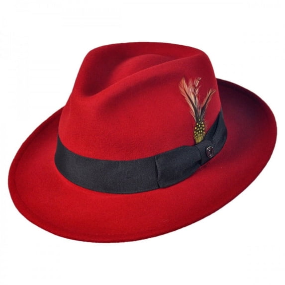 Pachuco Crushable Wool Felt Fedora Hat - M - Red - Walmart.com