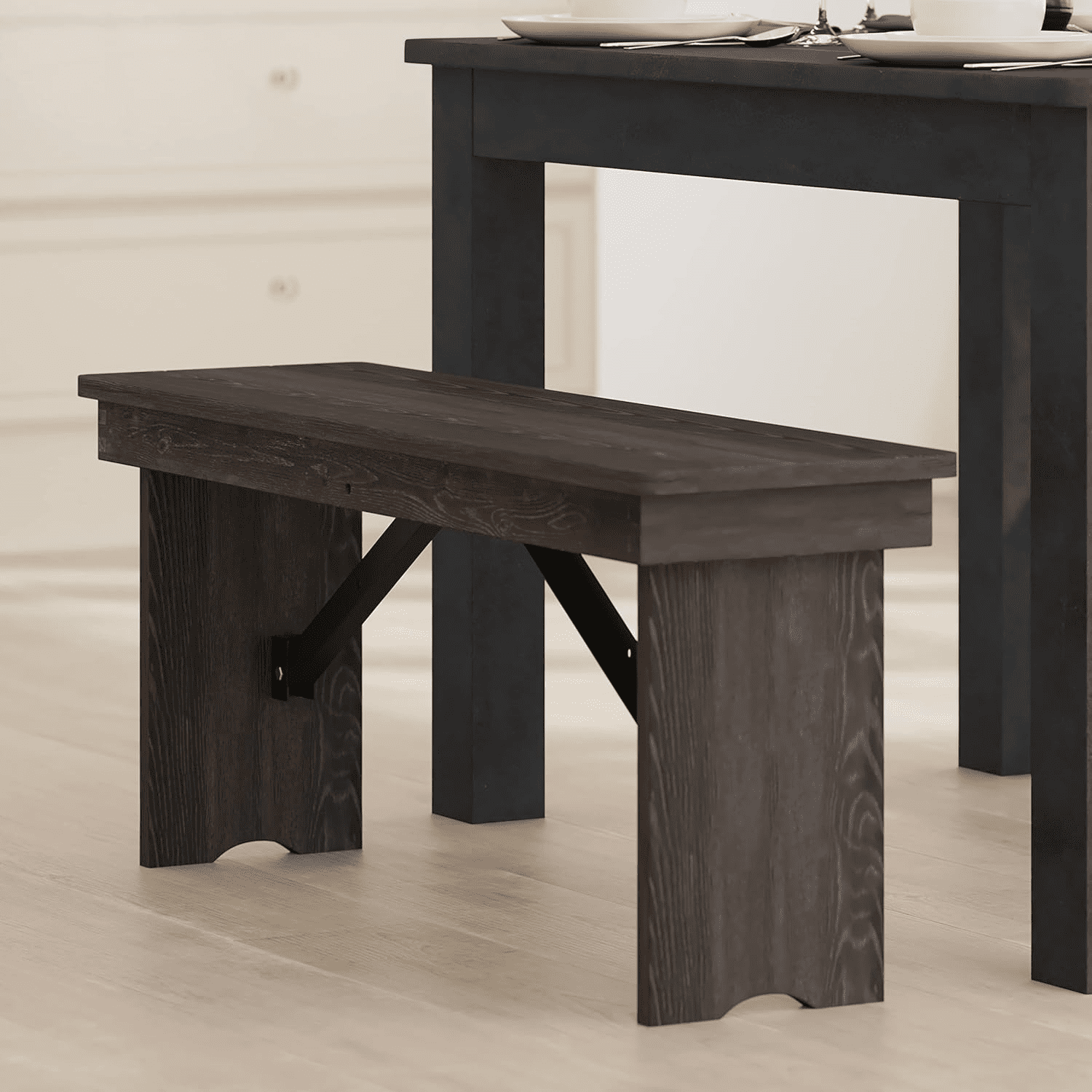 Pacia 40" x 12" Folding Farm Bench Solid Pine Entryway Bench in Light ...