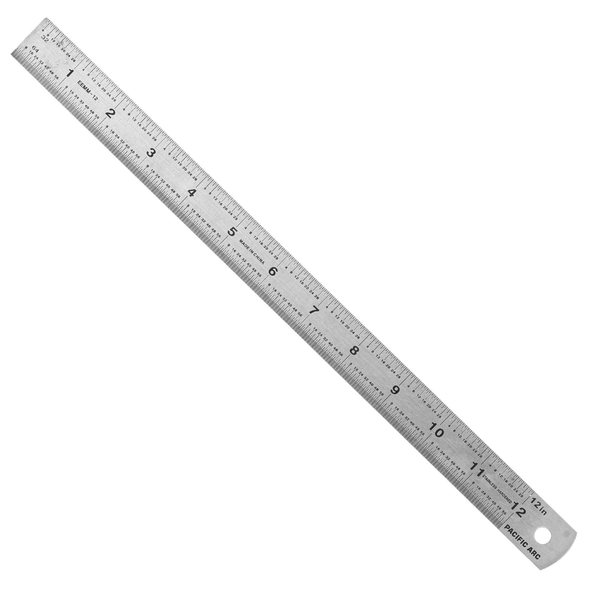 Pacific Ar, Stainless Steel Ruler Inch and Metric, with Inch (8th, 16th ...