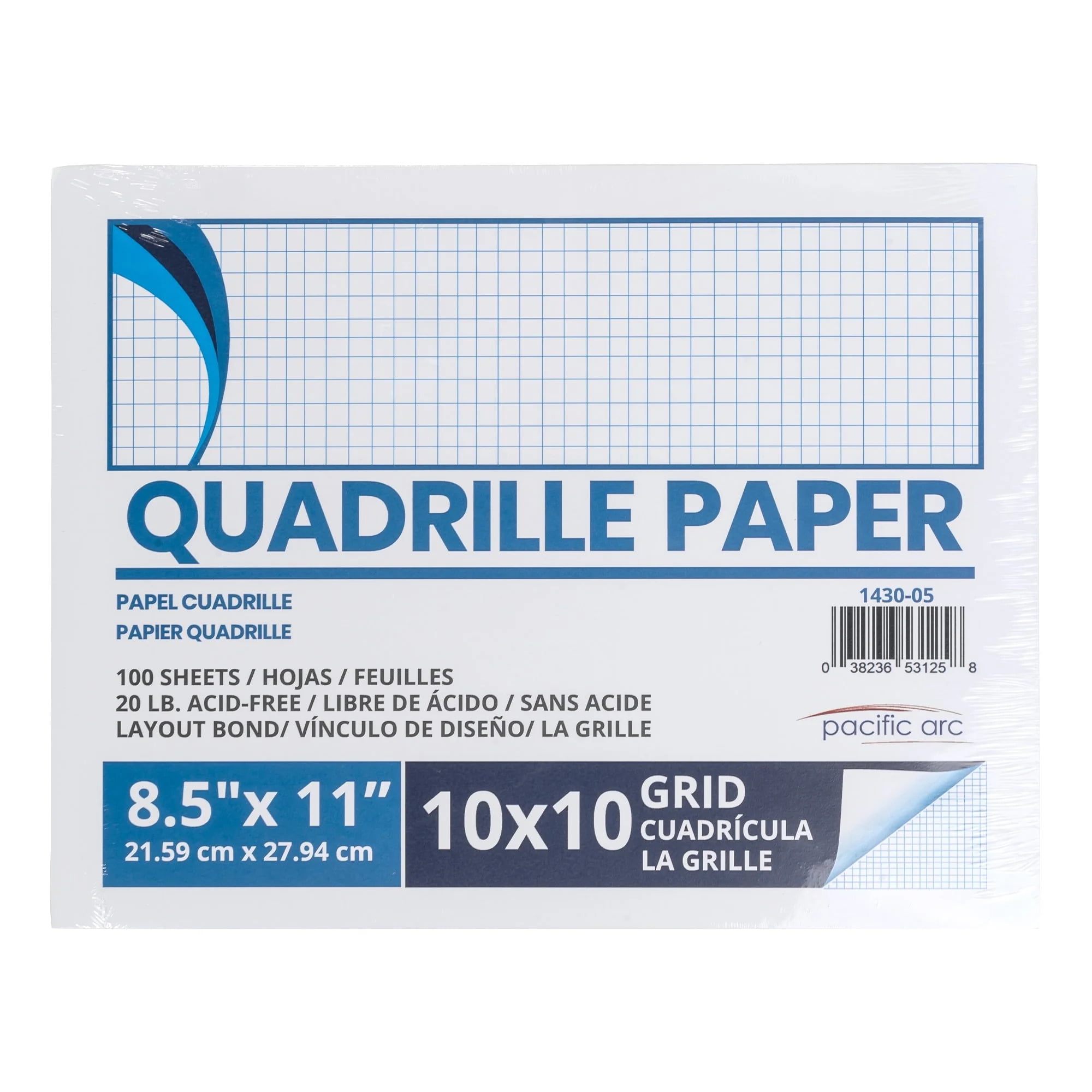 Pacific Arc, Quadrille Paper Pad, 50 Sheets 8.5 Inch x 11 Inch, 4 x 4 ...