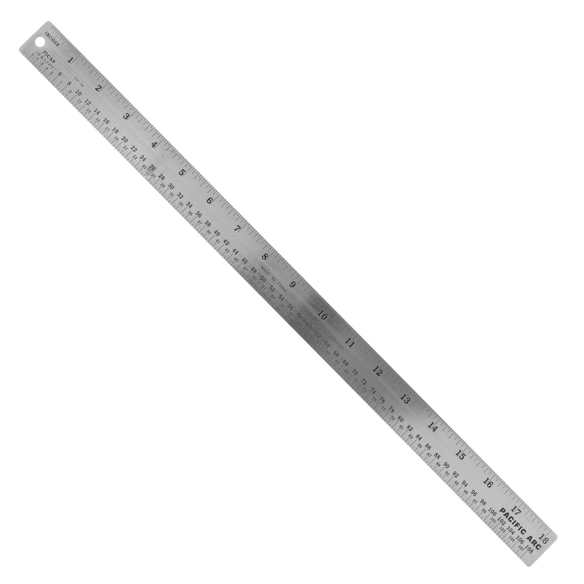 Pacific Arc, Stainless Steel Ruler with Inch (32nd & 64th) and Pica ...