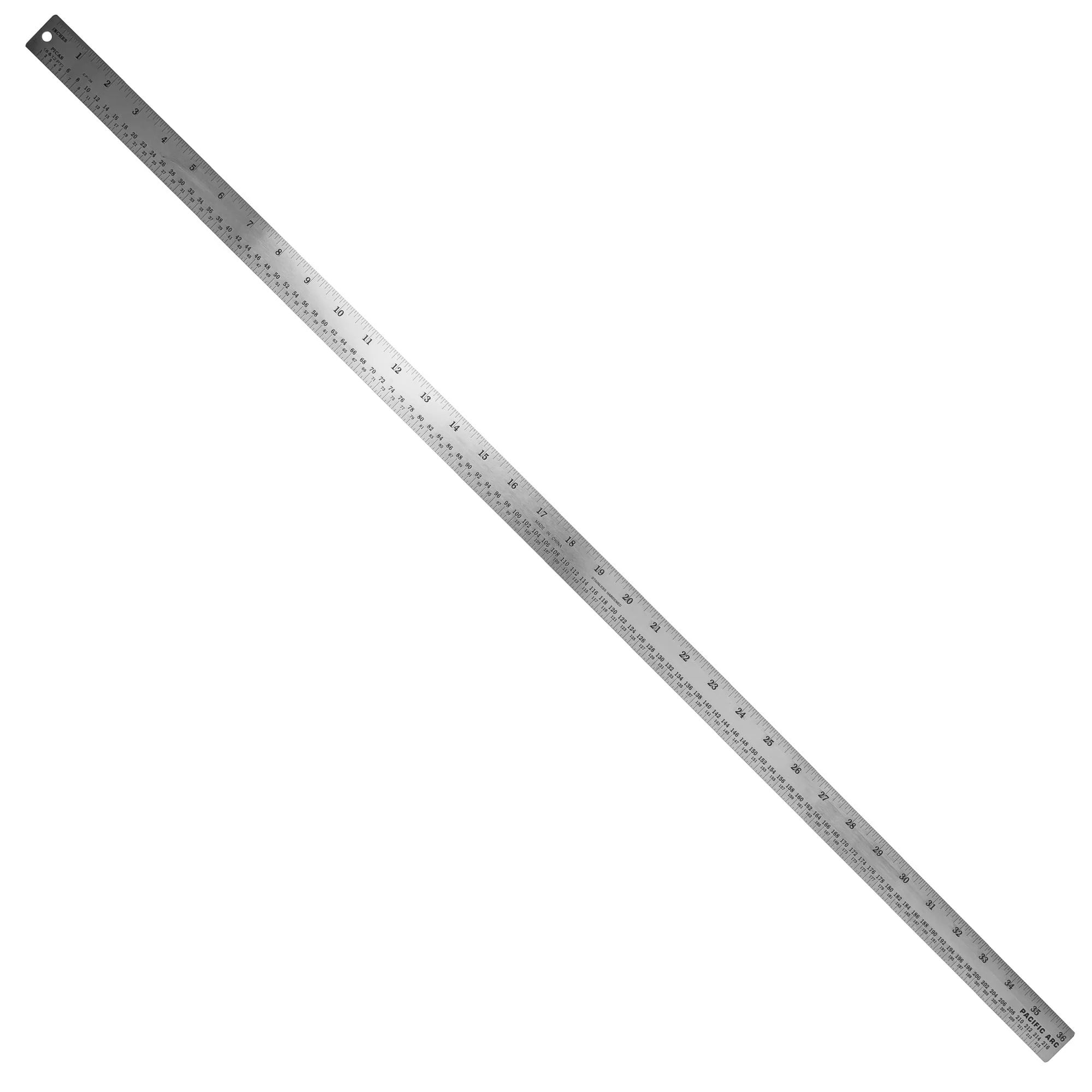 Pacific Arc, Stainless Steel Ruler with Inch (32nd & 64th) and Pica ...