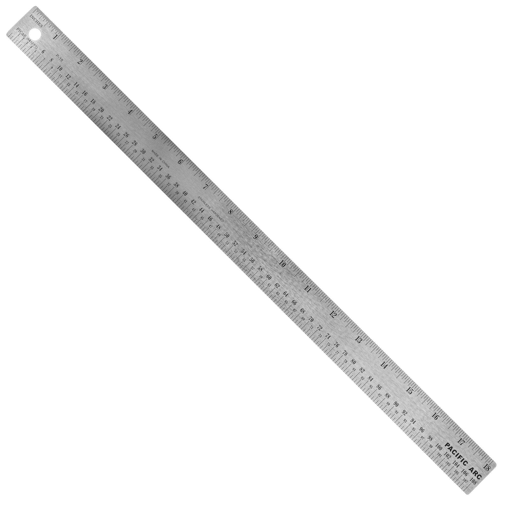 Pacific Arc, Stainless Steel Ruler with Inch (32nd & 64th) and Pica ...