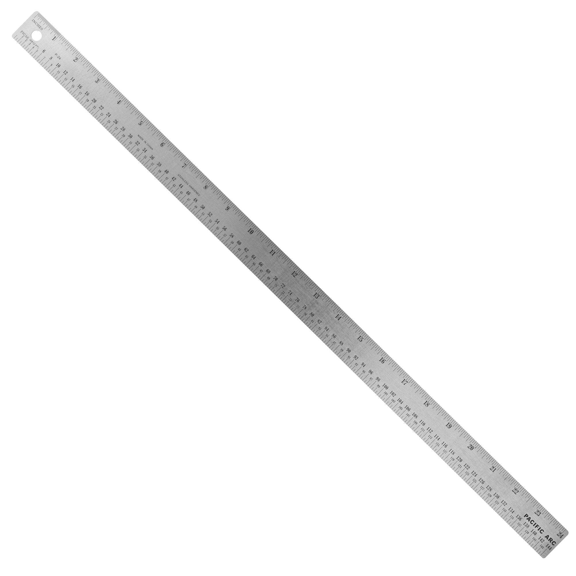 Pacific Arc, Stainless Steel Ruler with Inch (32nd & 64th) and Pica ...