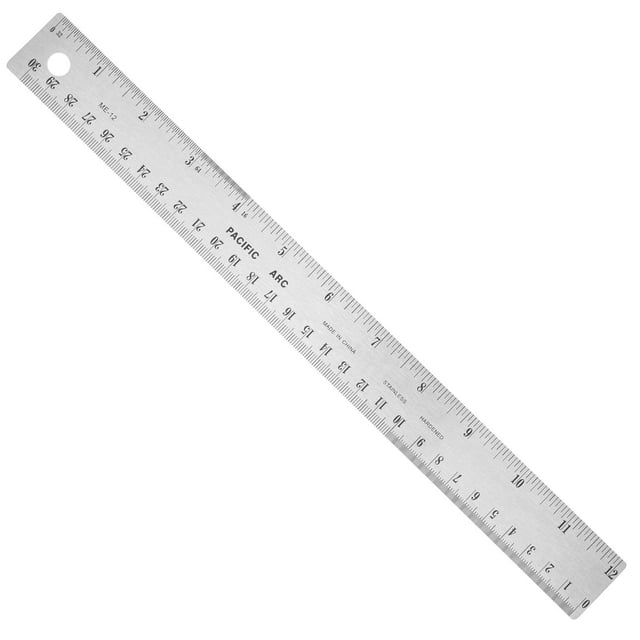 Pacific Arc Stainless Steel Ruler with Inch and Metric(mm), Non Skid ...