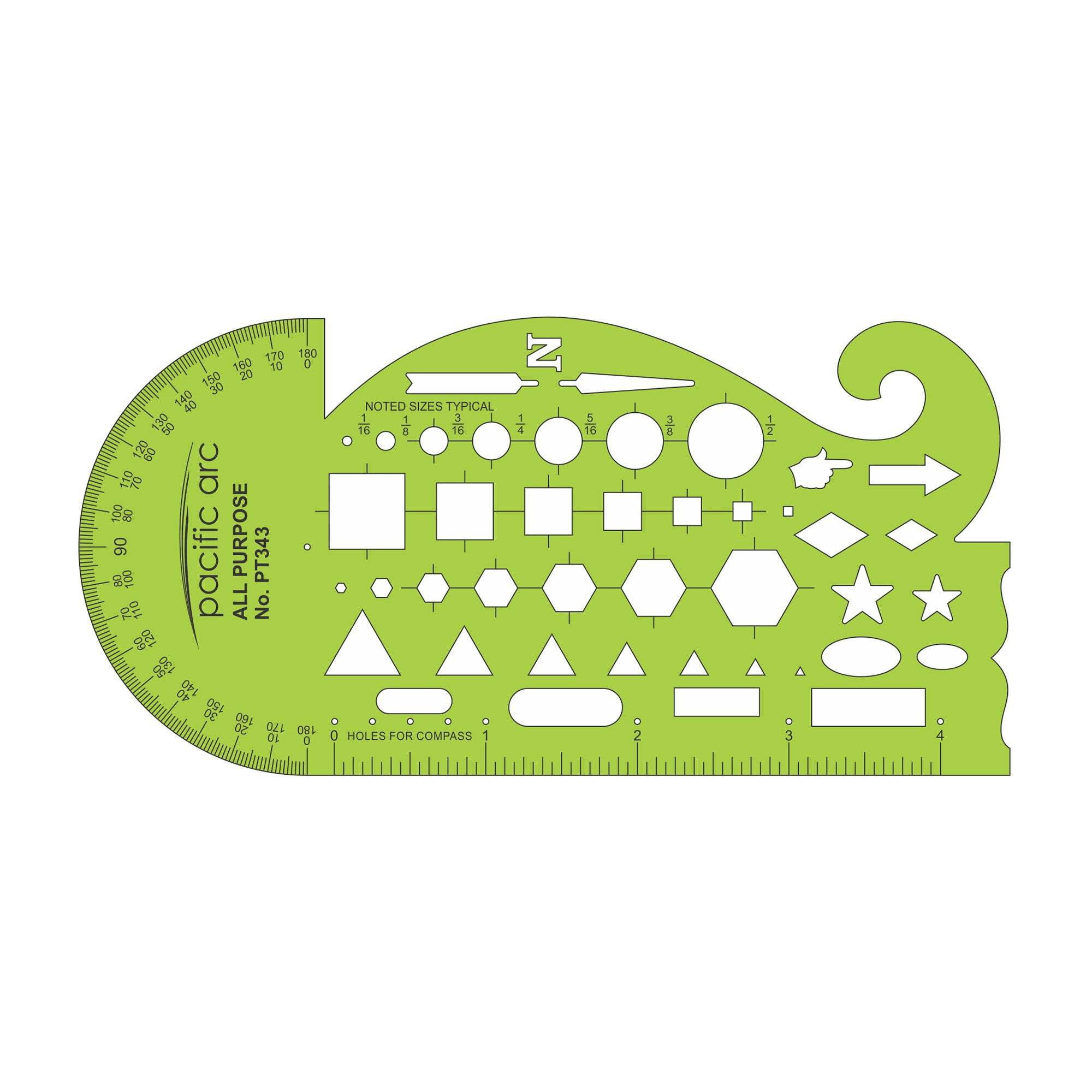 Pacific Arc, Template Guides, Assorted Shapes, Durable Green Plastic ...