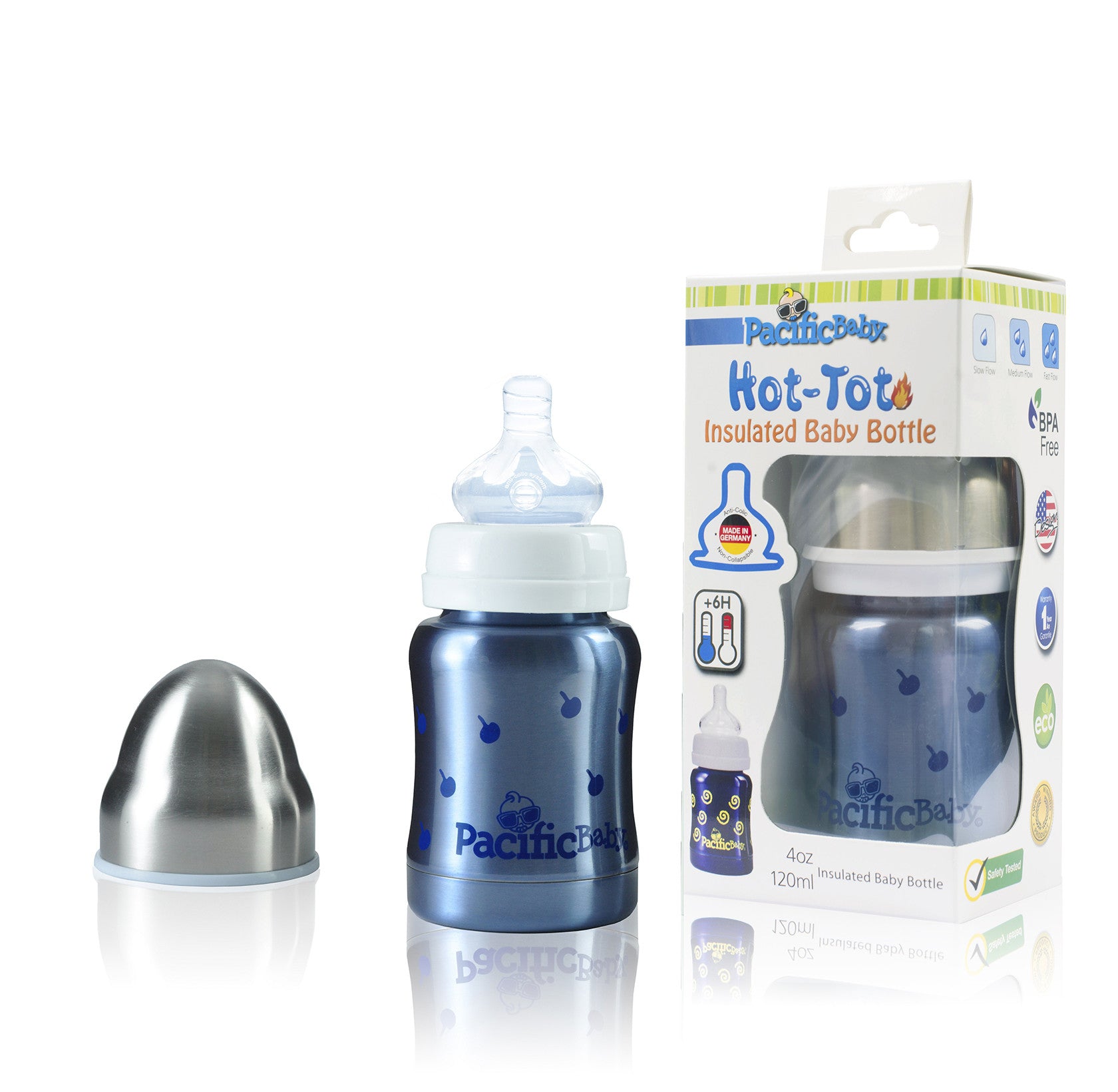 Pacific Baby 112 4 oz Baby Bottle Hot-Tot Insulated, Blueberries ...