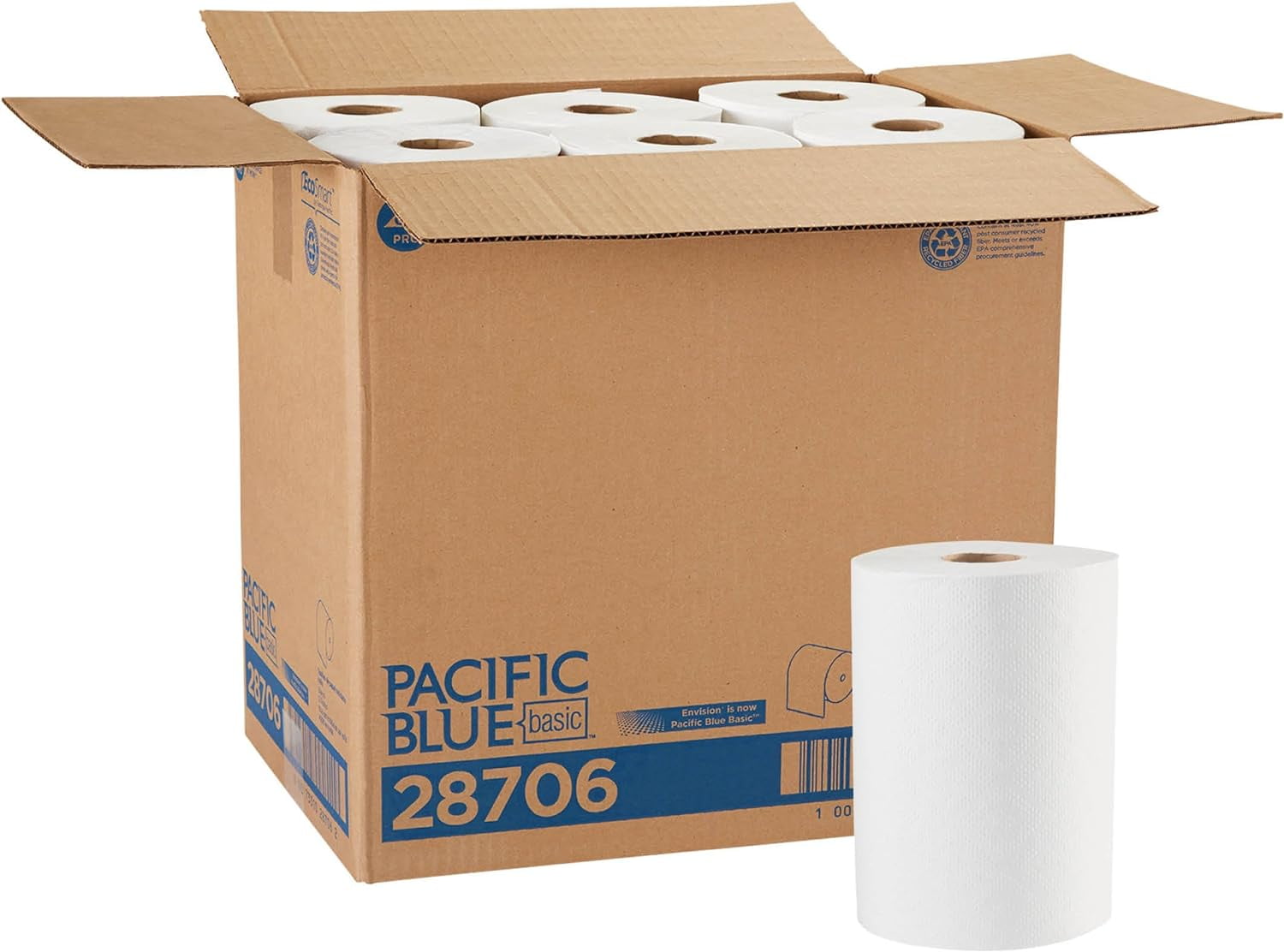 Pacific Blue Basic Paper Towel Rolls by GP PRO White, 28706, 350 Feet ...