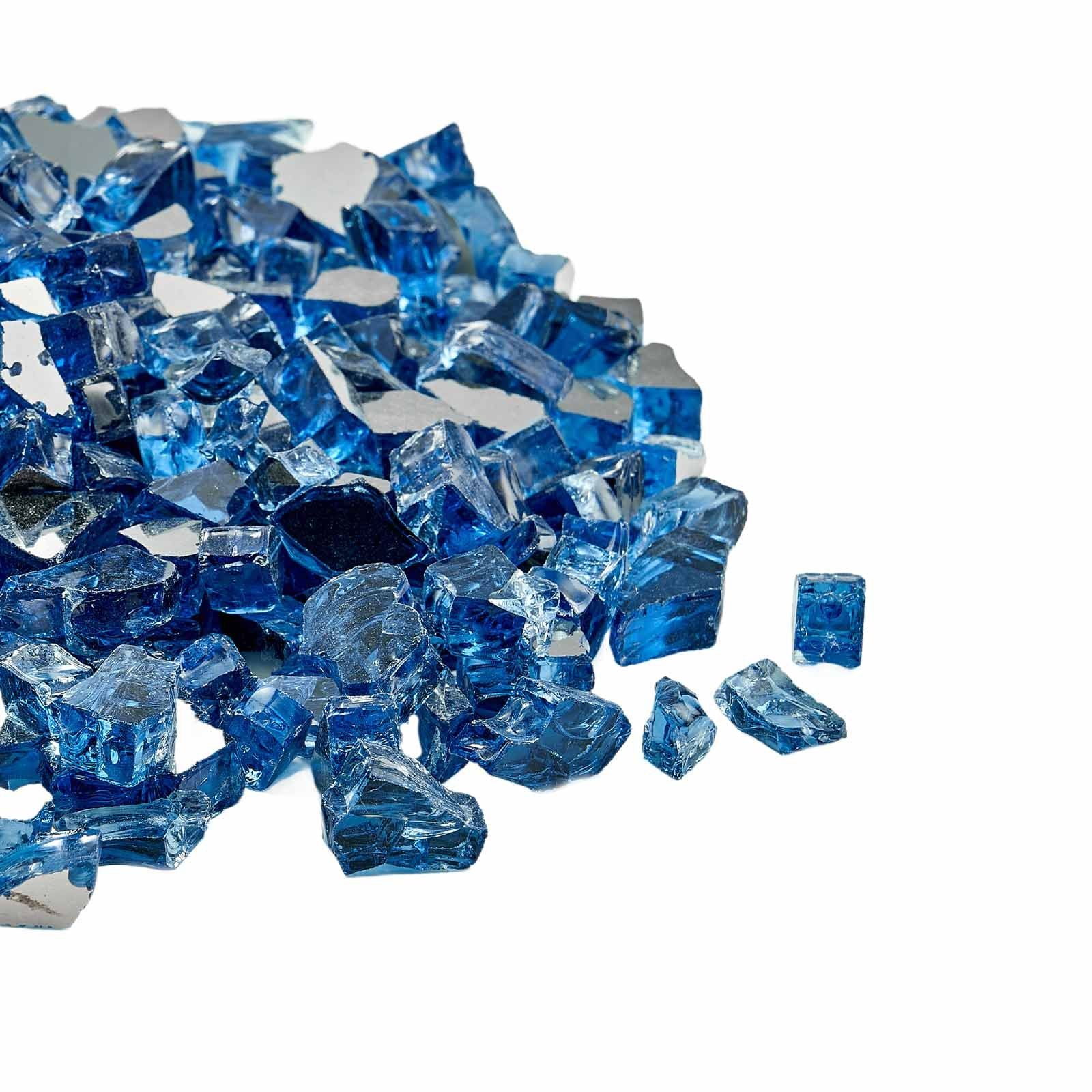 Pacific Blue Reflective Fire Glass, 10 LB Bag of 1/2-Inch Firepit Glass ...