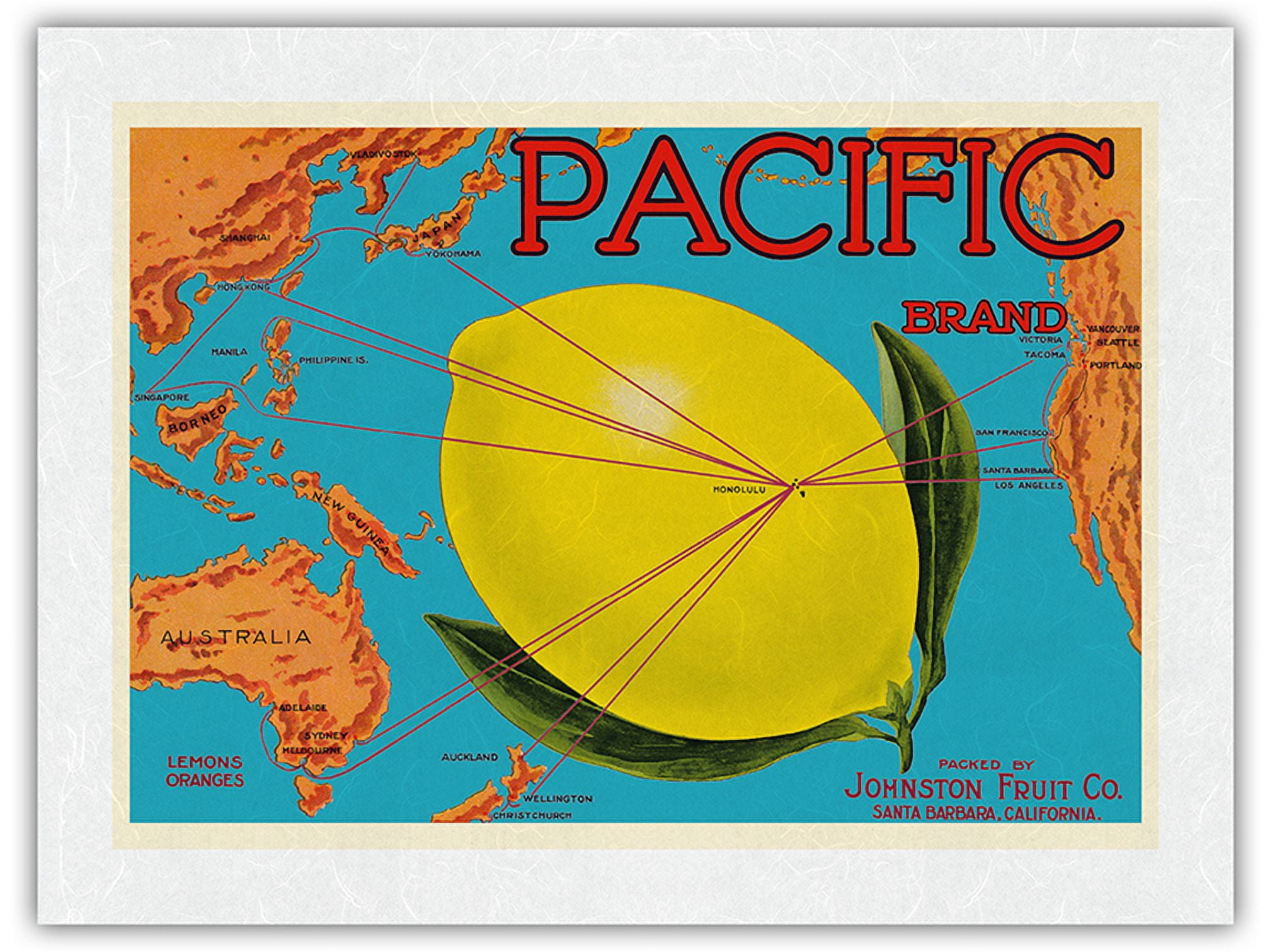Pacific Brand - Johnston Fruit Co. - Pacific Ocean Map Routes - Citrus ...
