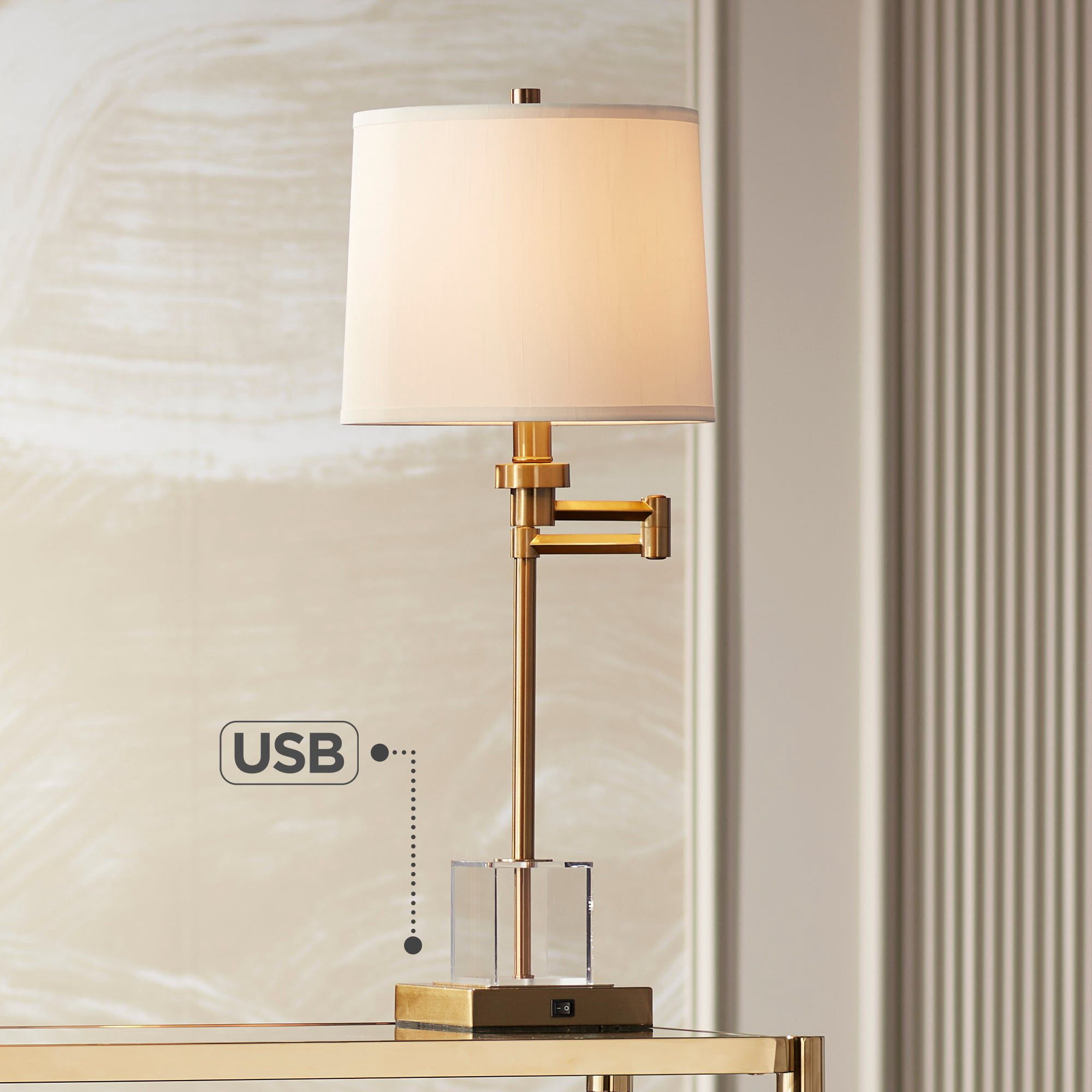 Pacific Coast Grant Table Lamp - Swing Arm With Acrylic Accents - 225K2 ...