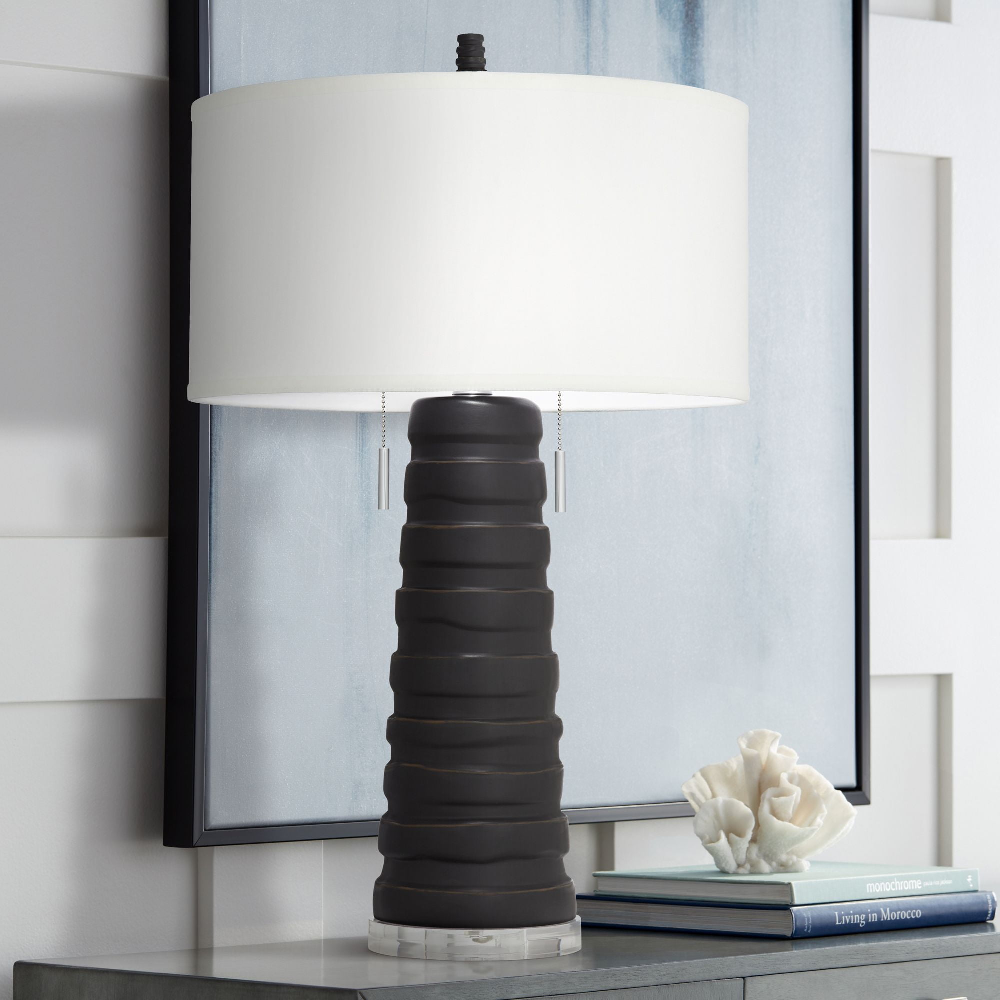 Pacific Coast Lighting Matinee 31" Modern Black Column Table Lamp ...