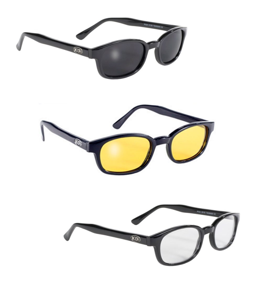 Pacific Coast Original KD's Biker Sunglasses 3-pack Smoke, Yellow and ...
