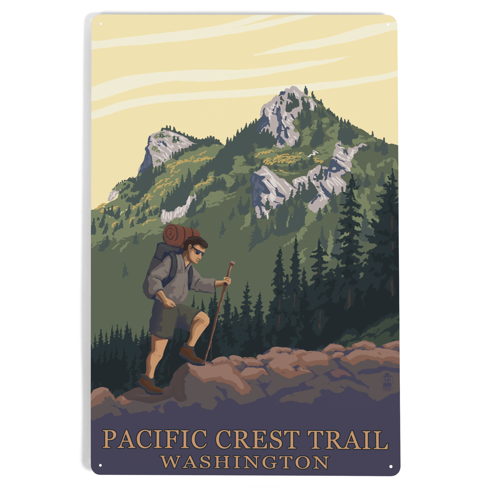 Pacific Crest Trail, Washington, Mountain Hiker (12x18 Aluminum Art ...