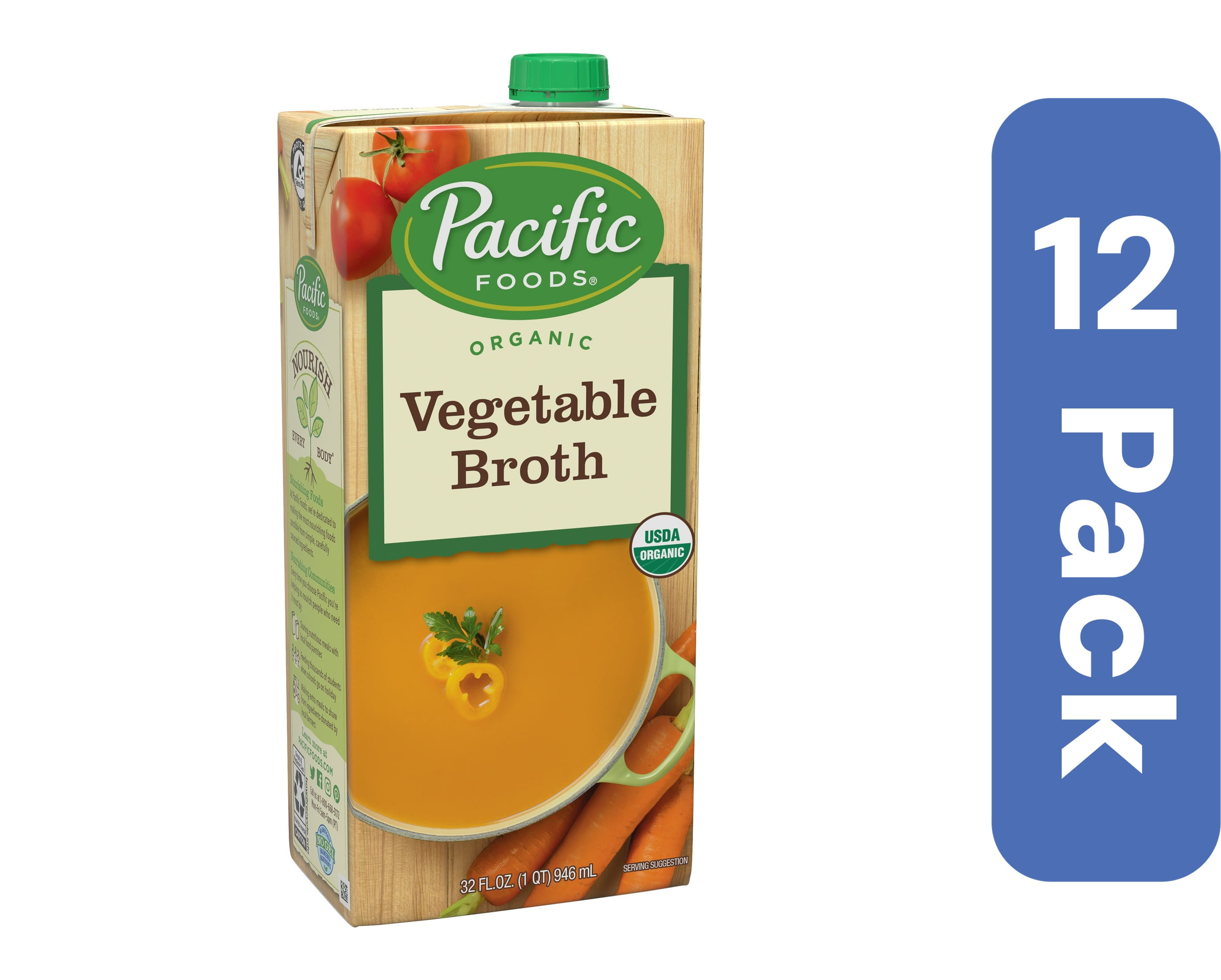 Pacific Foods Fat-Free Vegetable Broth 32 oz (Pack Of 12) - Walmart.com