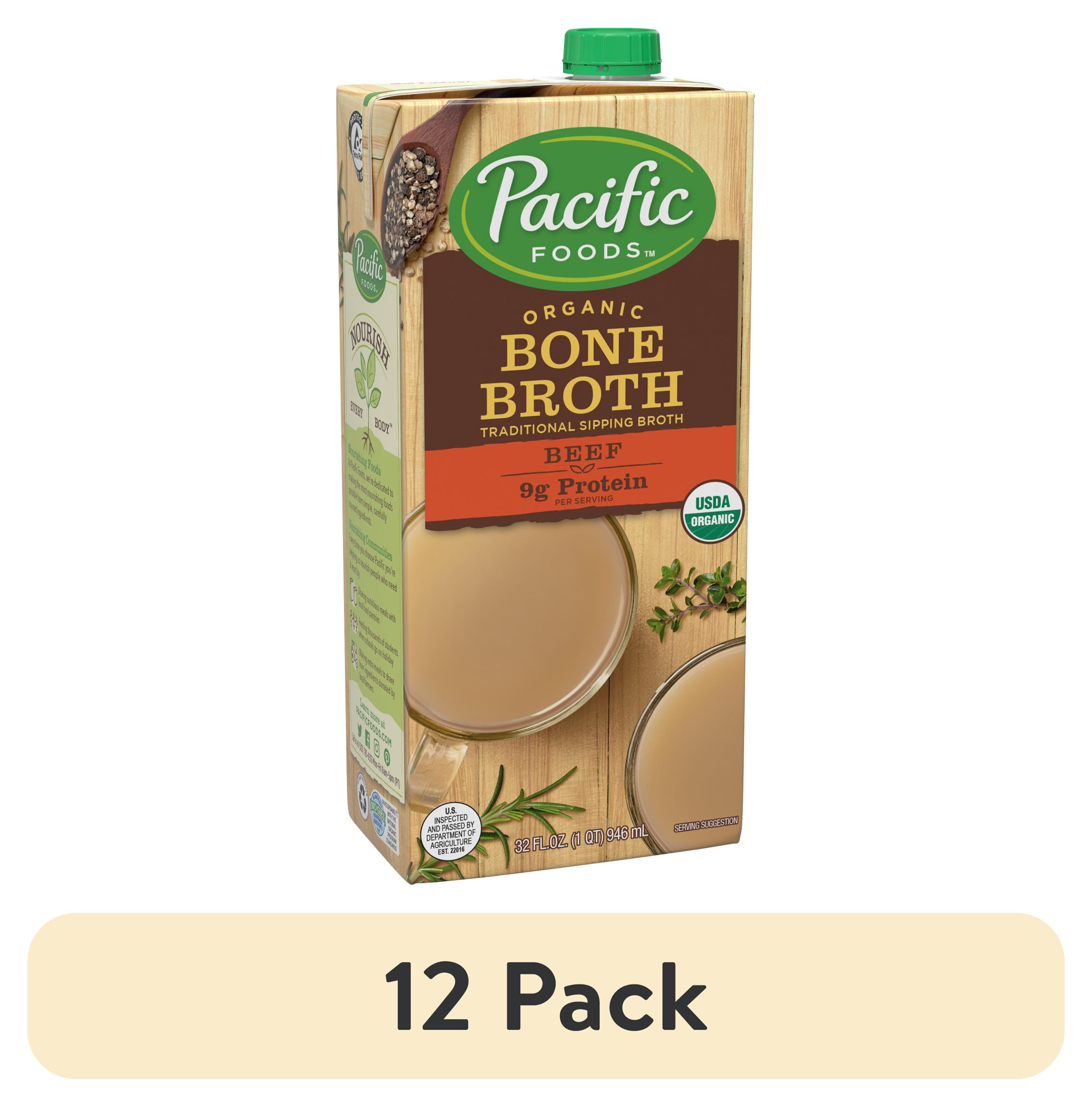 (12 pack) Pacific Foods Organic Beef Bone Broth, 32 oz Carton - Walmart.com