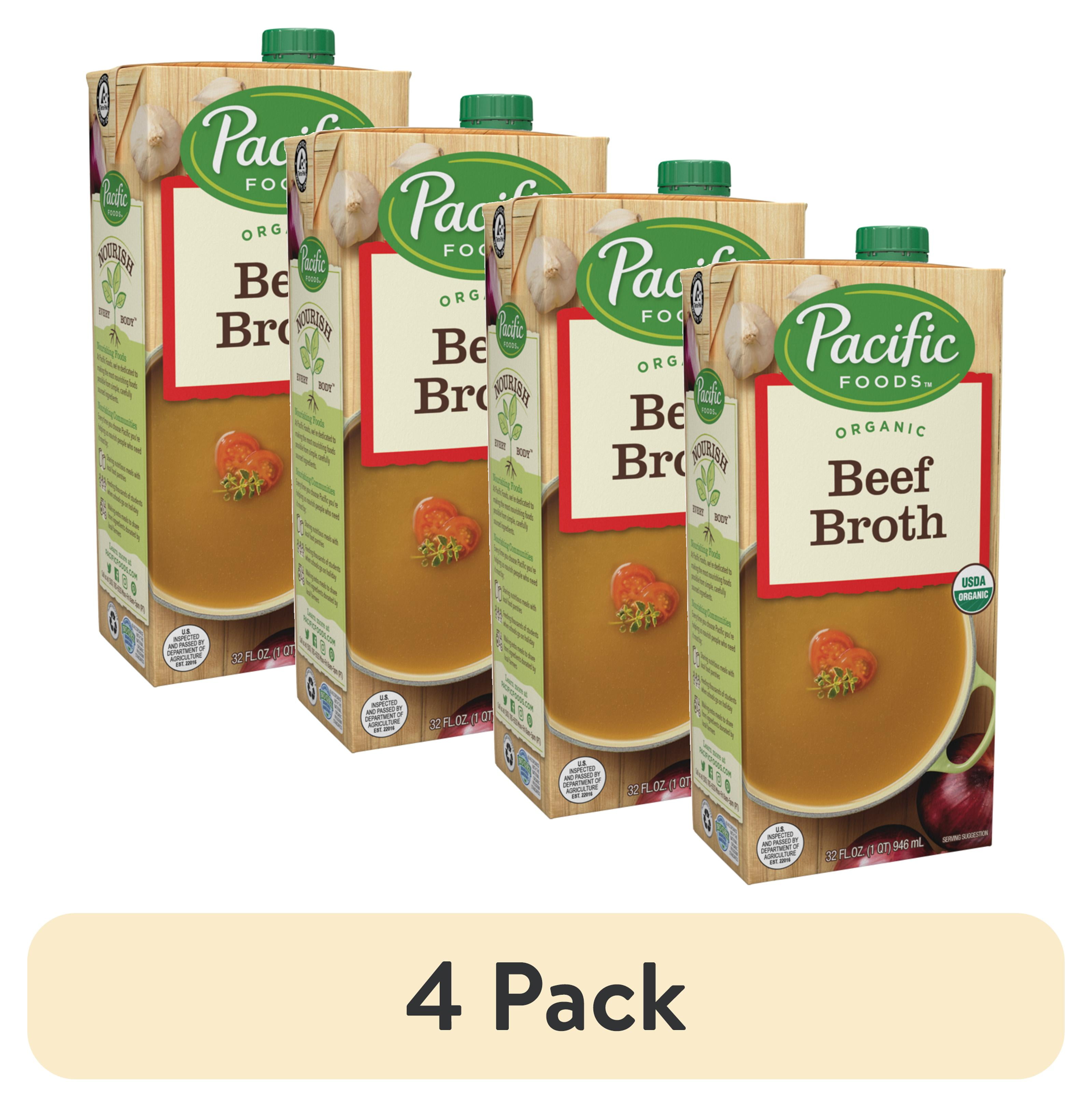 (4 pack) Pacific Foods Organic Beef Broth, 32 oz Carton - Walmart.com