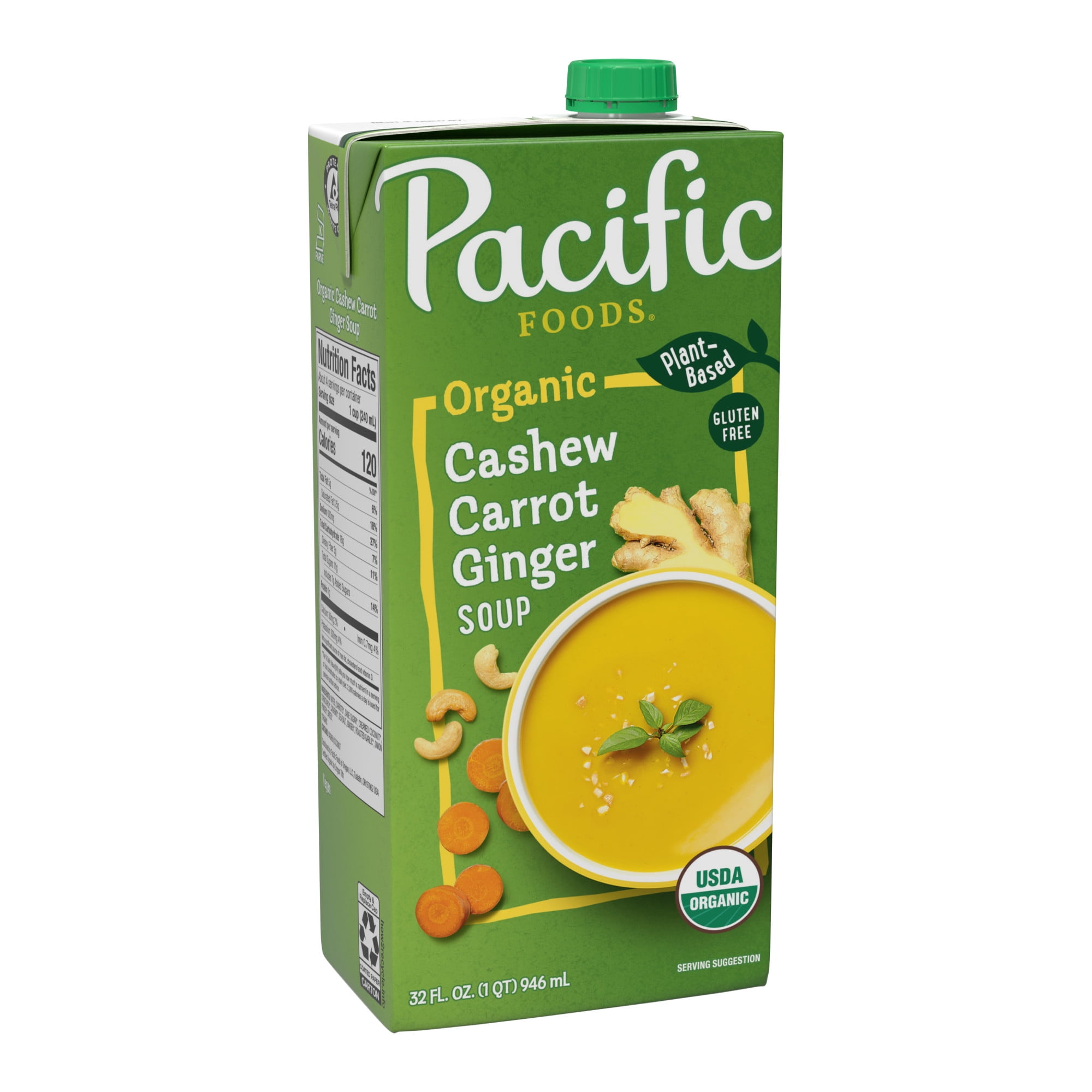 Pacific Foods Organic Cashew Carrot Ginger Soup, 32 oz Carton - Walmart.com
