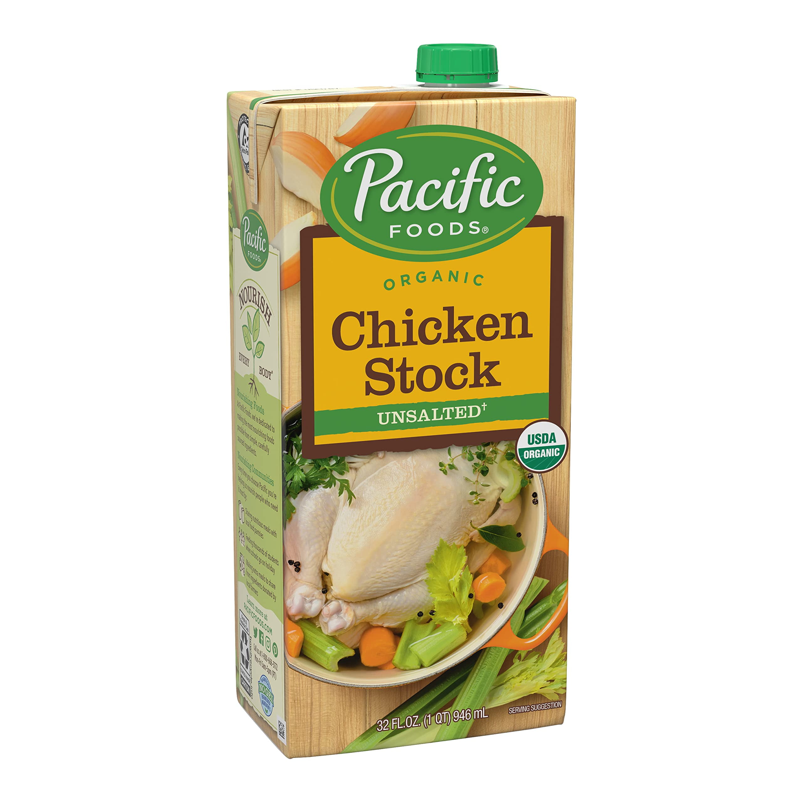 Pacific Foods Organic Chicken Stock, Unsalted, 32oz, 12-pack Keto ...
