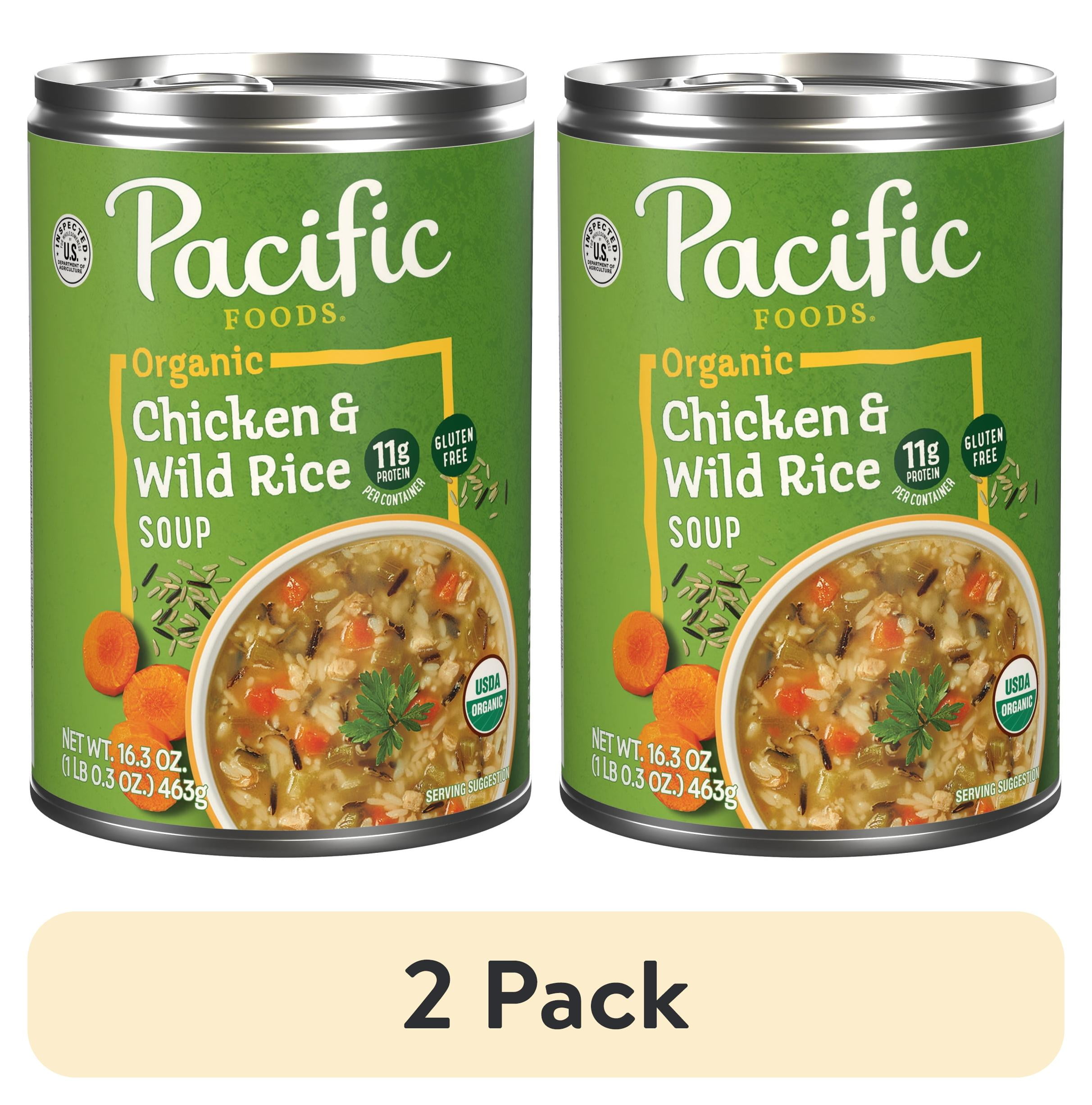 (2 pack) Pacific Foods Organic Chicken and Wild Rice Soup, 16.3 oz Can ...