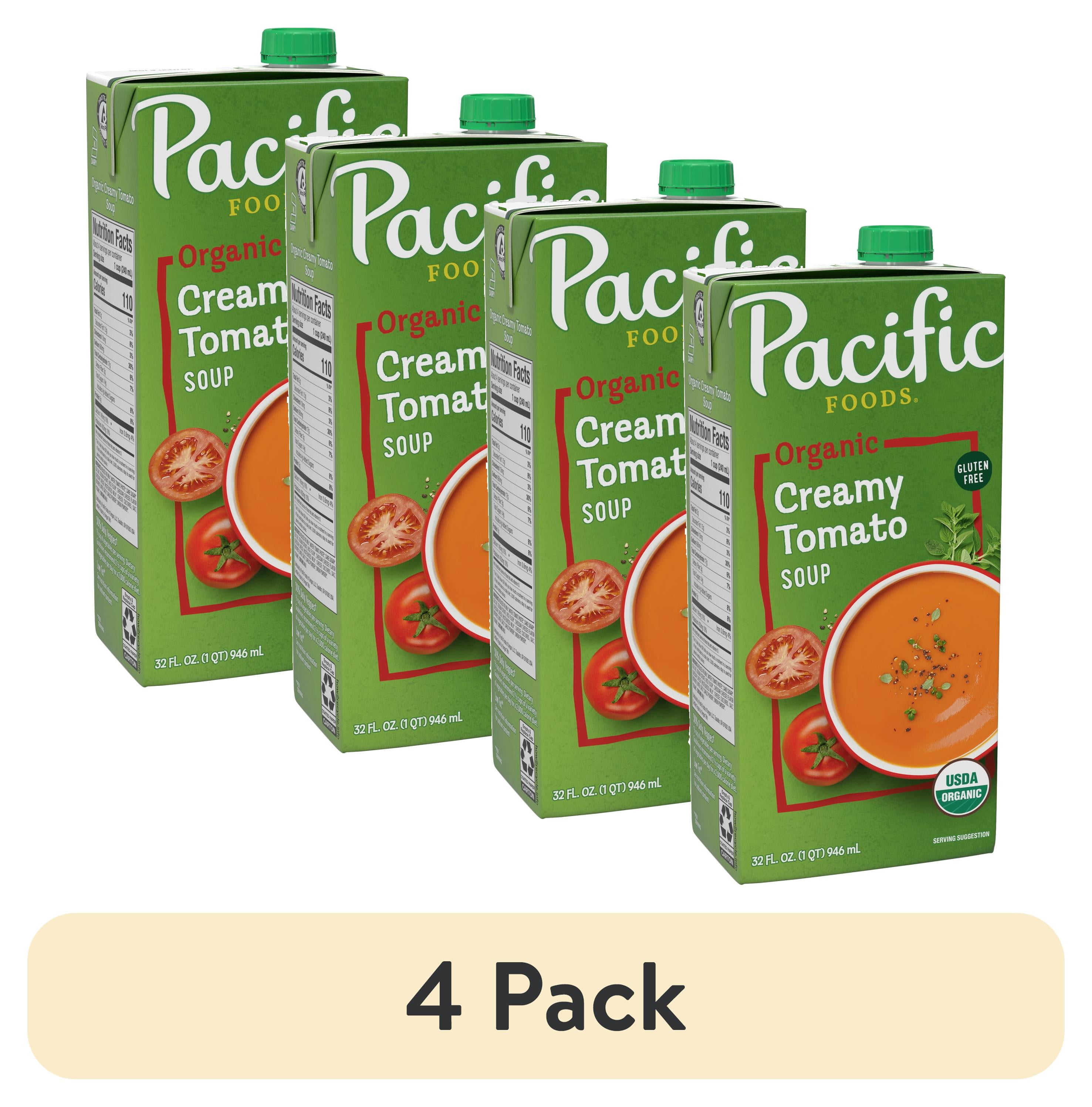 (4 pack) Pacific Foods Organic Creamy Tomato Soup, 32 fl oz Carton ...
