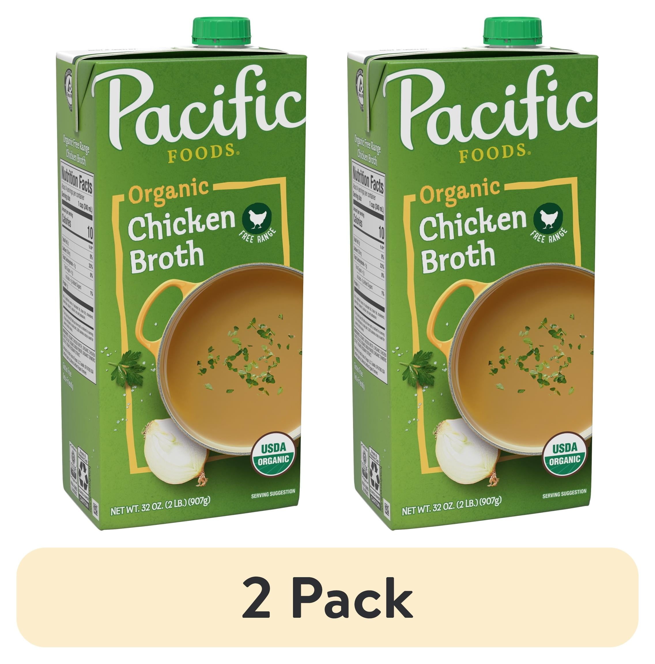 (2 pack) Pacific Foods Organic Free Range Chicken Broth, 32 oz Carton ...