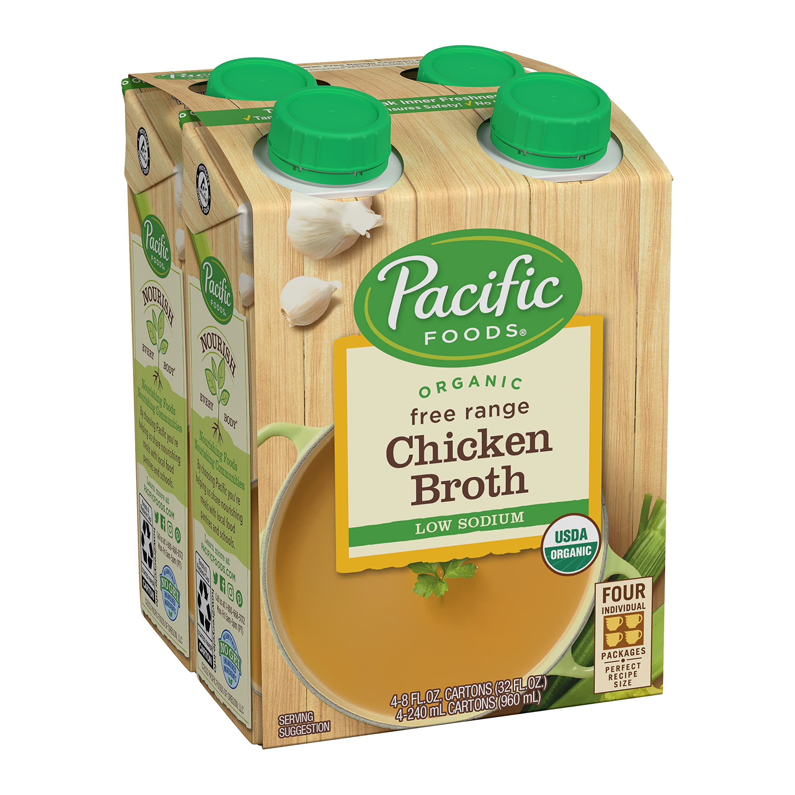 Pacific Foods Organic Free Range Low-Sodium Chicken Broth, 8-Ounce ...
