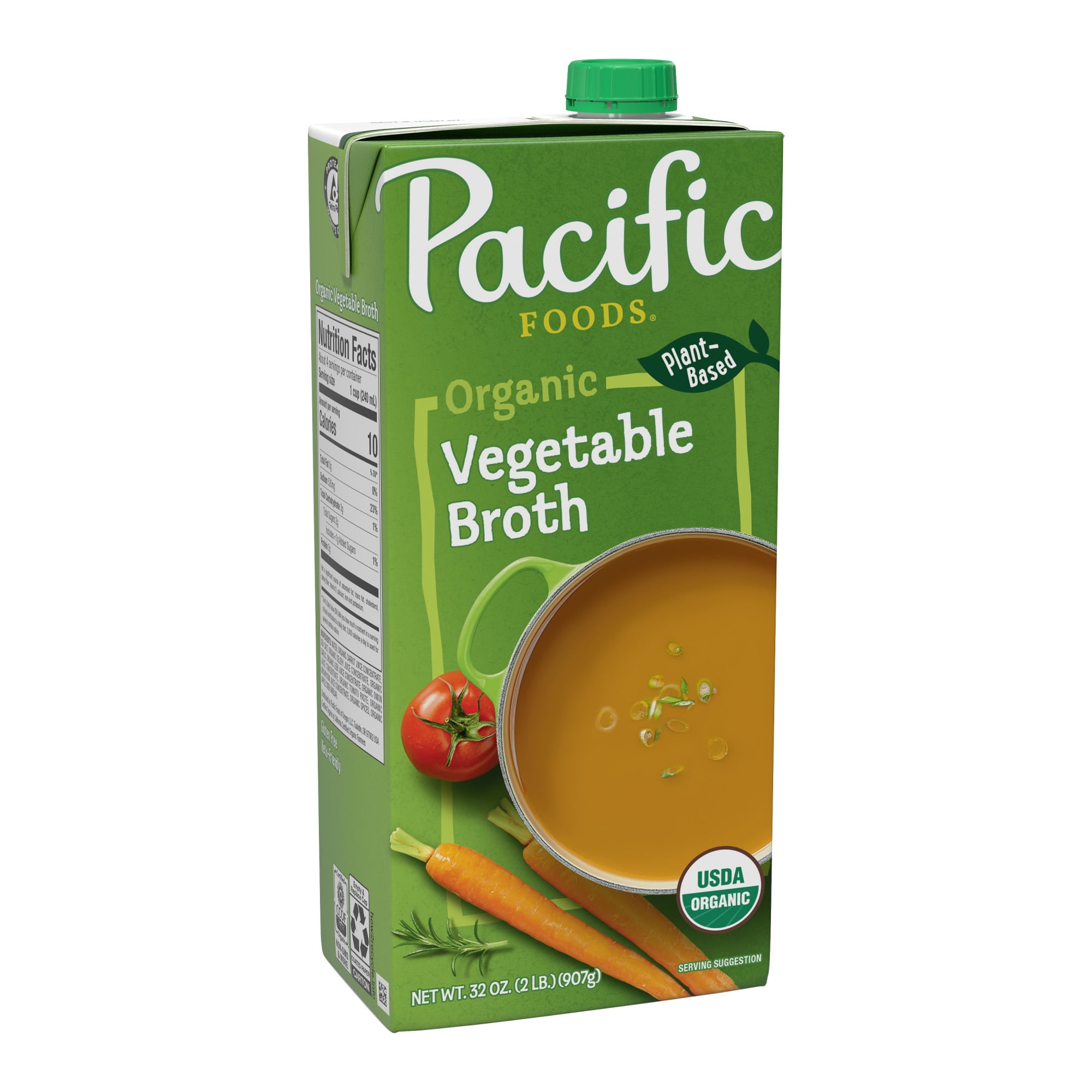 Pacific Foods Organic Vegetable Broth, Vegan Soup, Gluten Free, Plant ...
