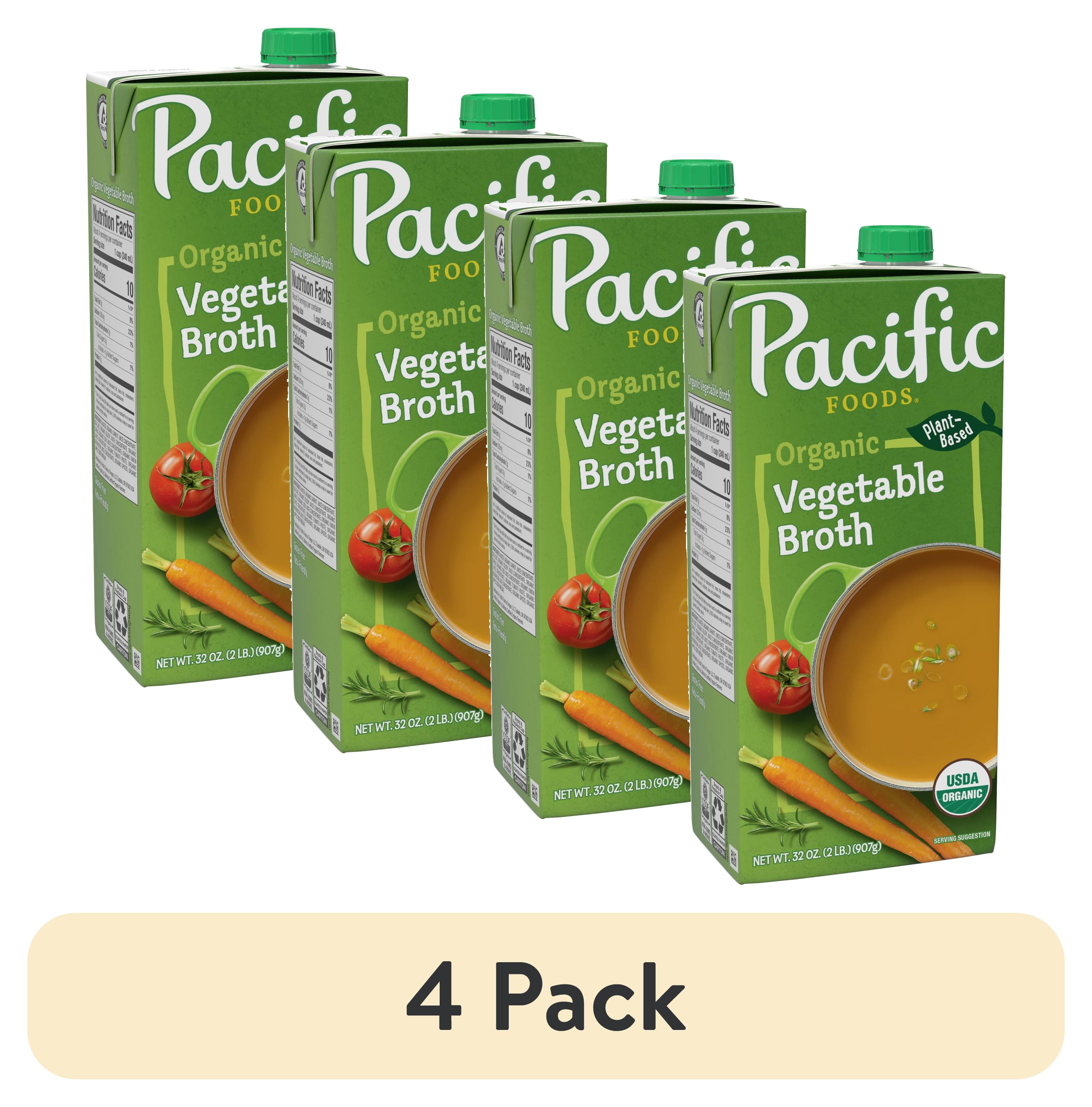 (4 pack) Pacific Foods Organic Vegetable Broth, Plant Based, 32 oz ...