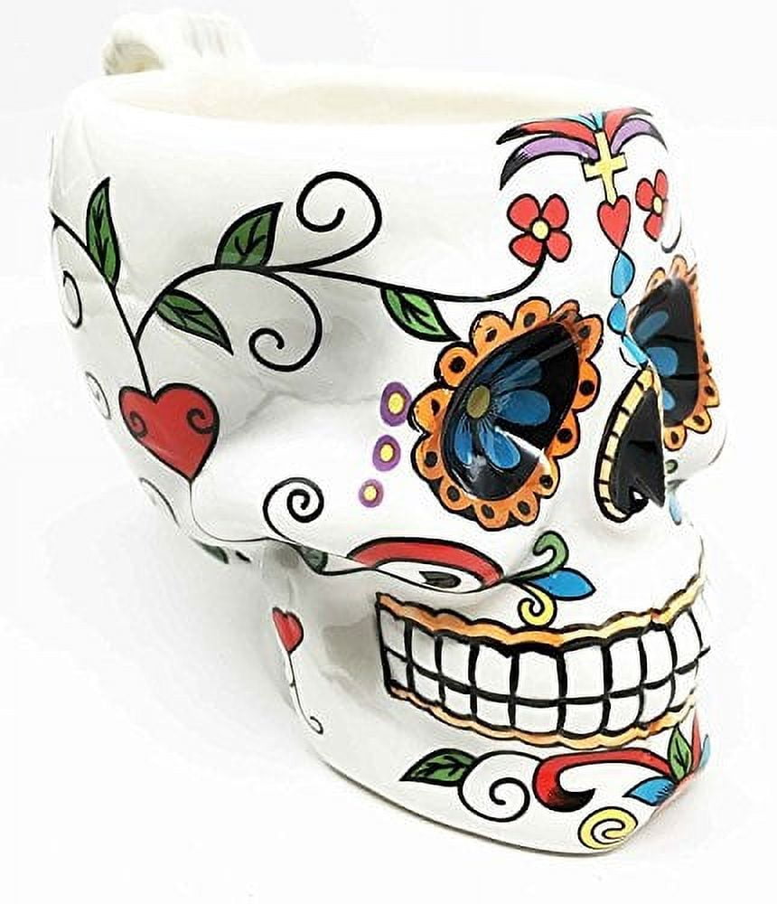 Pacific Giftware Colorful Day Of The Dead Skull Head Ceramic Drinking ...