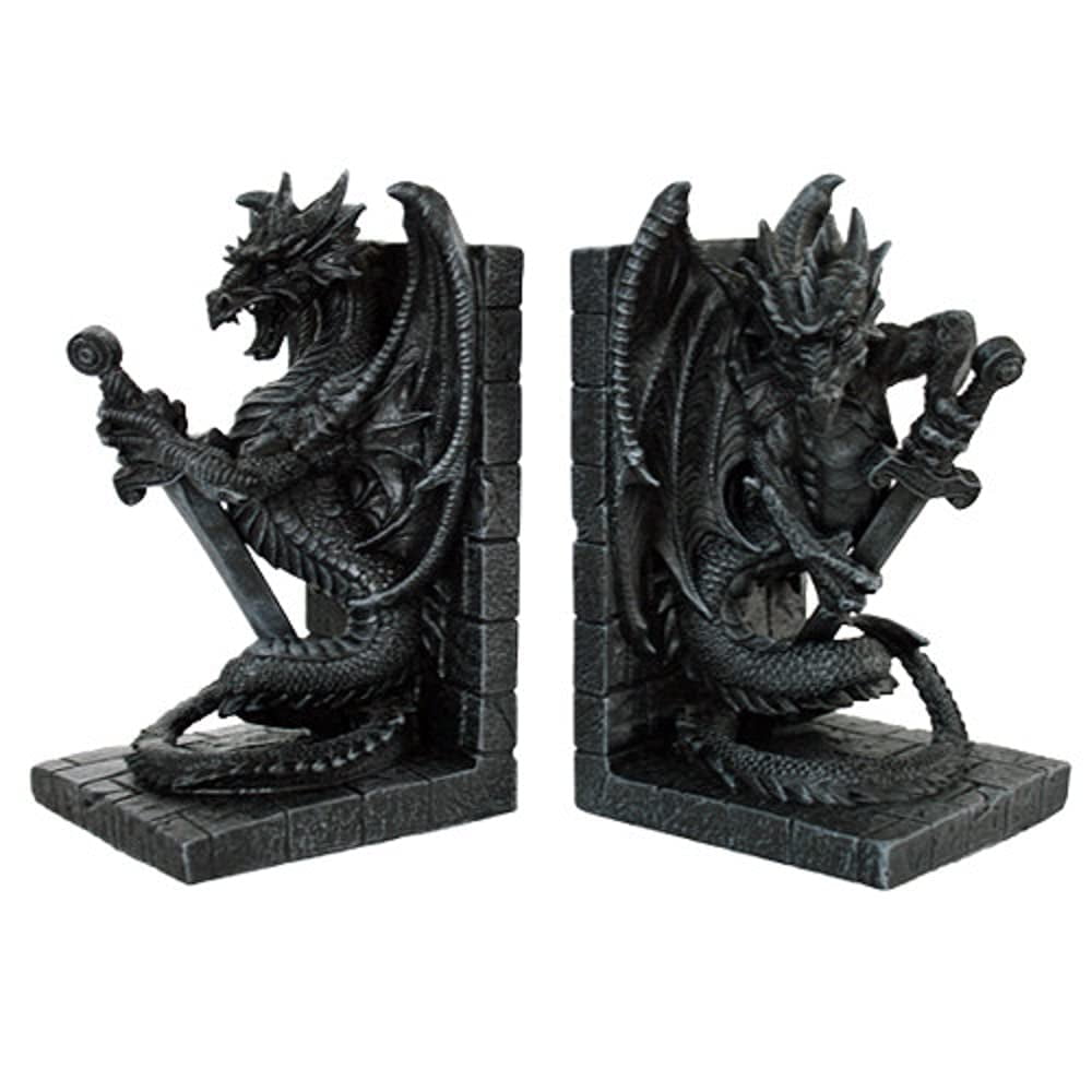 Pacific Giftware Dragon with Sword Bookends Figurine Handpainted Resin ...