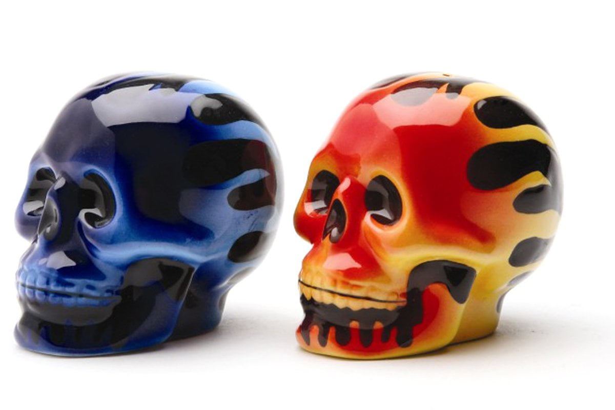 Pacific Giftware Flaming Skull Set of Salt and Pepper Shakers - Walmart.com
