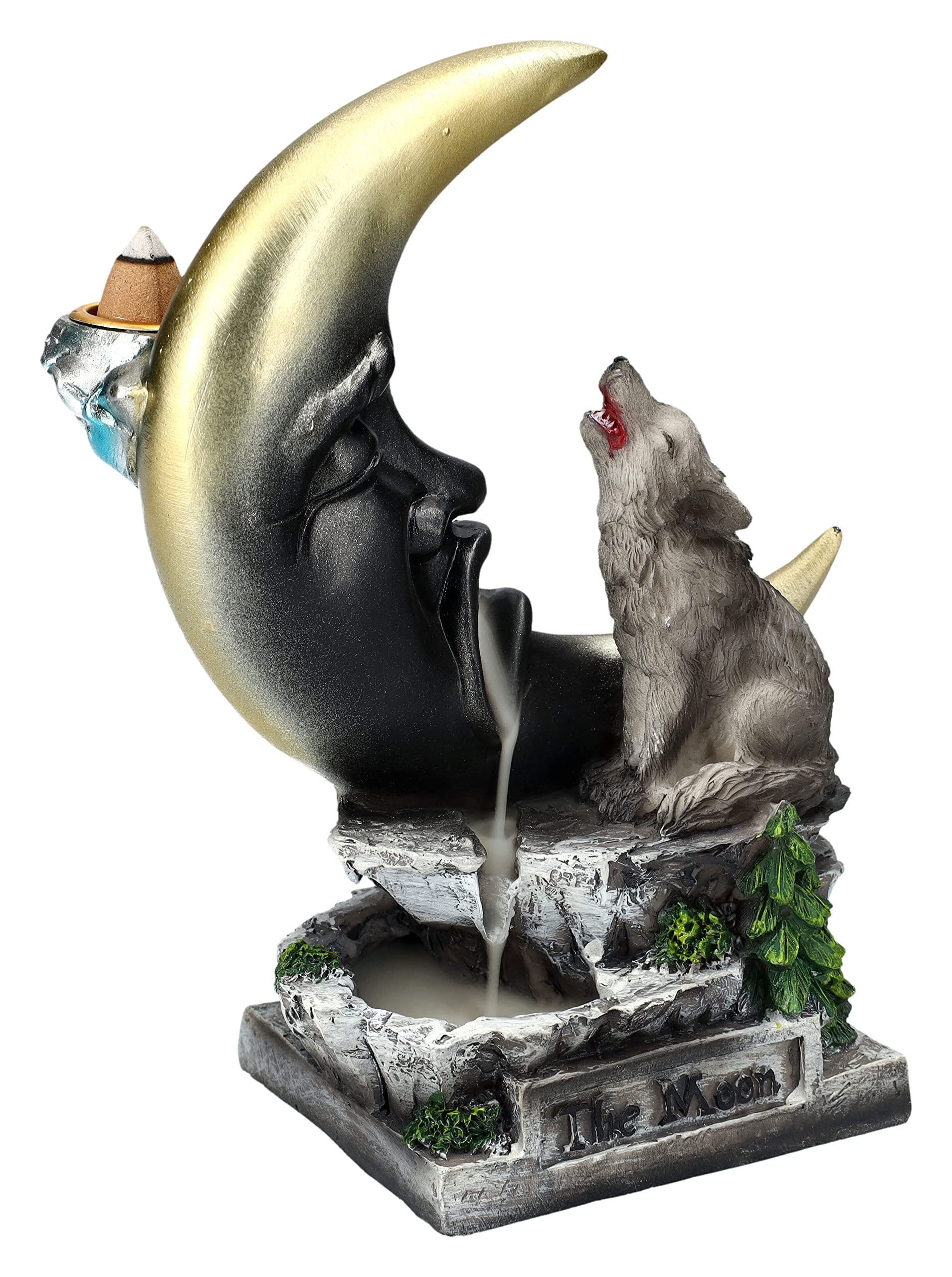 Pacific Giftware Howling Wolf Moon Backflow Incense Burner Fantasy ...