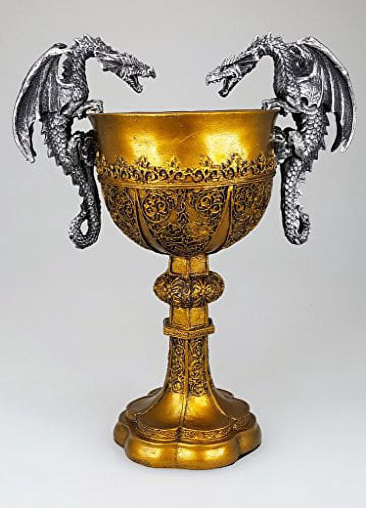 Pacific Giftware King Arthur's Fantasy Golden Chalice with Dual Dragon ...