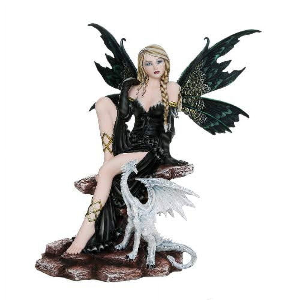 Pacific Giftware Large Fantasy Fairy with Black Dragon Figurine ...