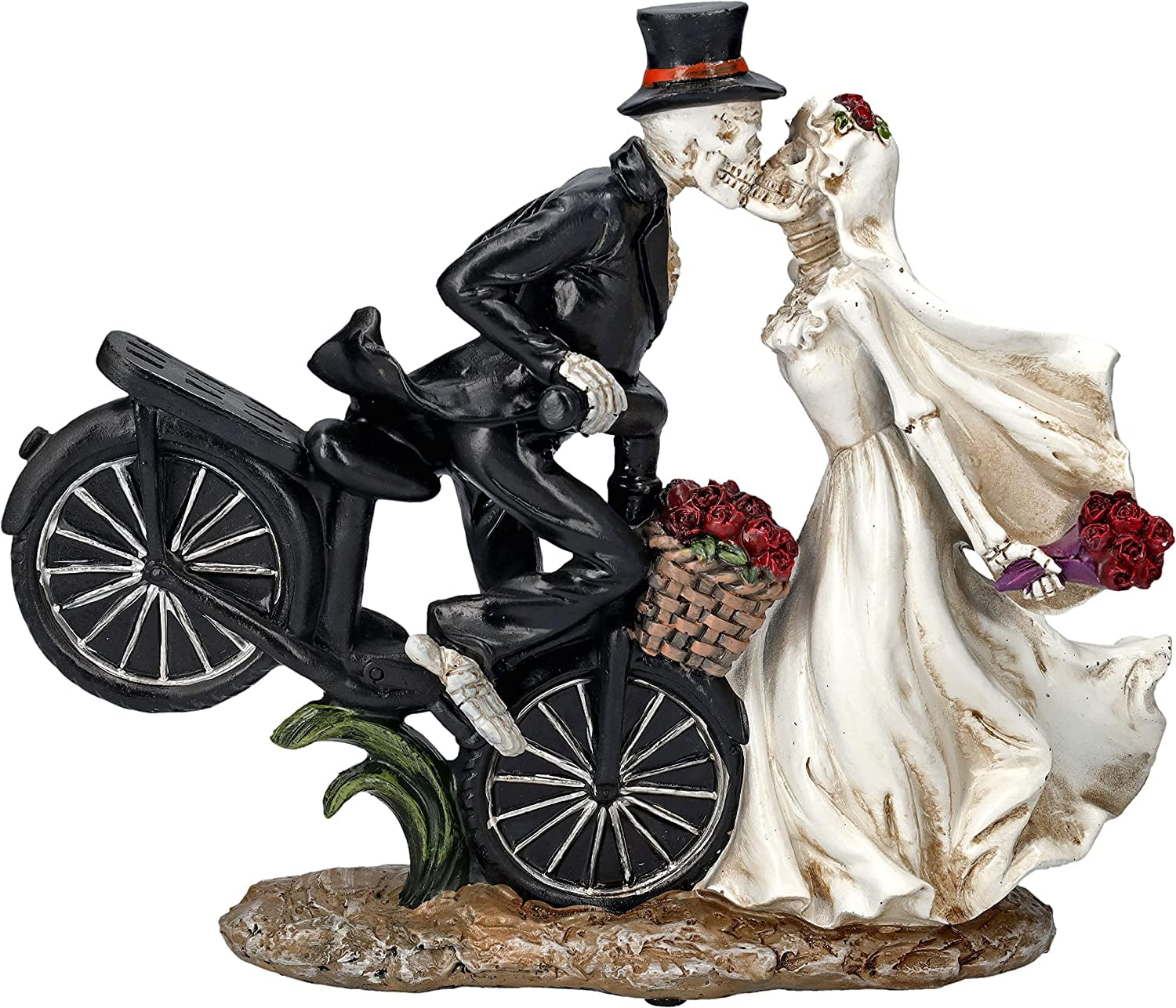 Pacific Giftware Love Never Dies Newly Wed Skeleton Couple Kissing Rose ...