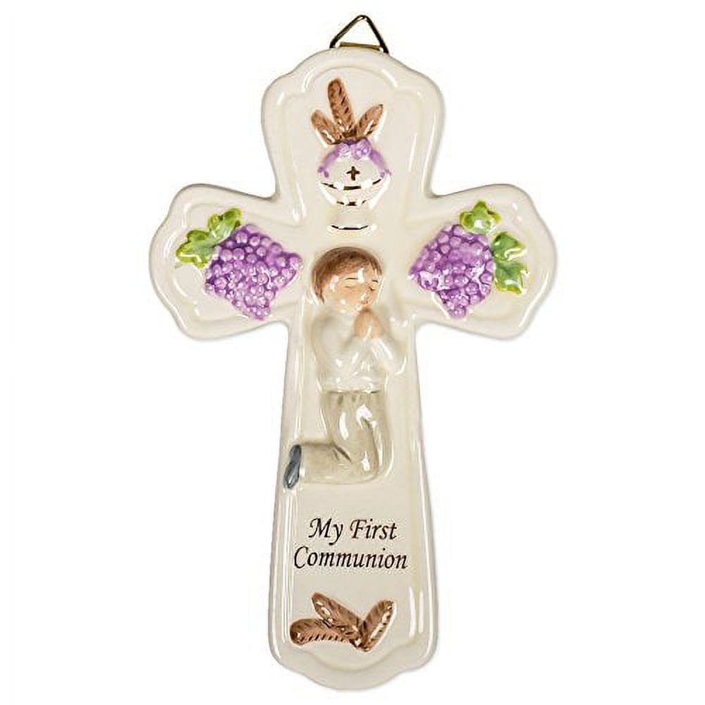 Pacific Giftware My First Communion Little Boy Cross Statue Fine ...