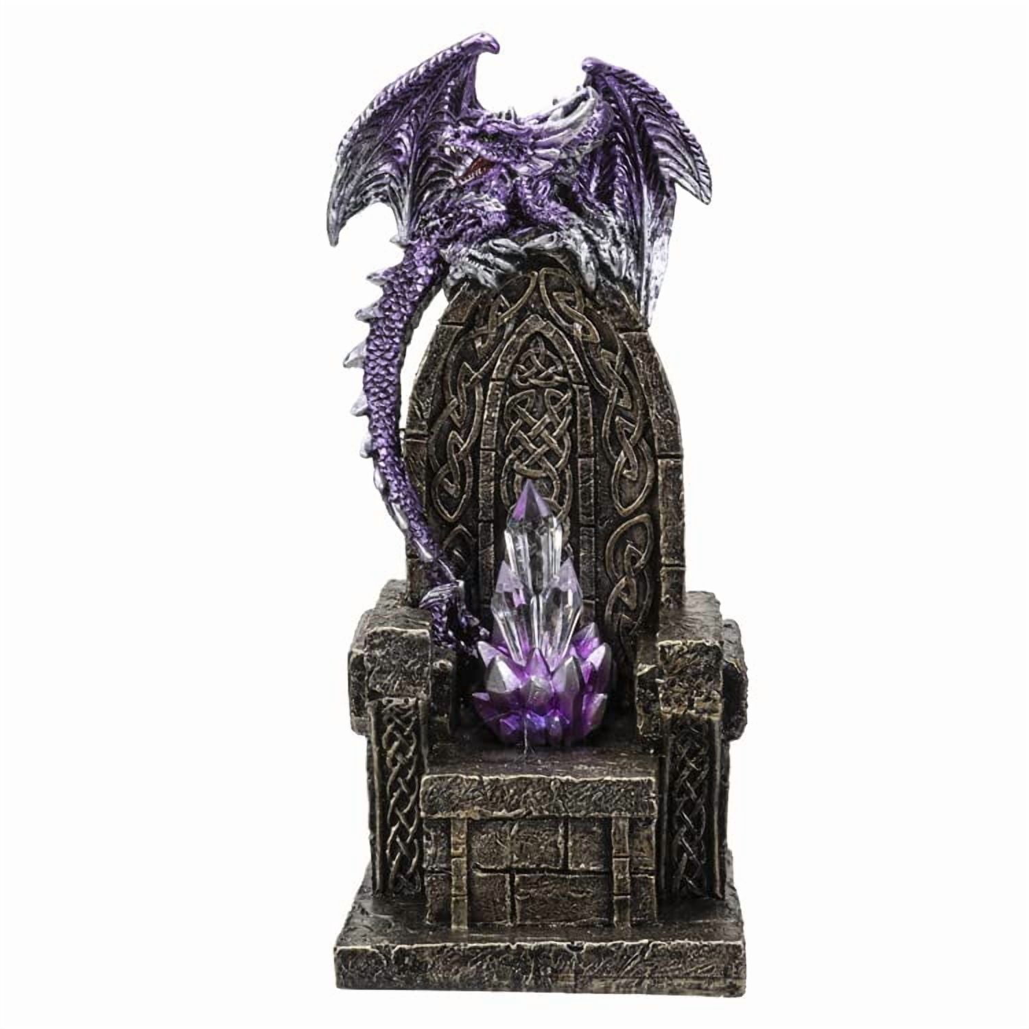 Pacific Giftware Purple Dragon On LED Throne Figurine, 8.58-Inch Height ...
