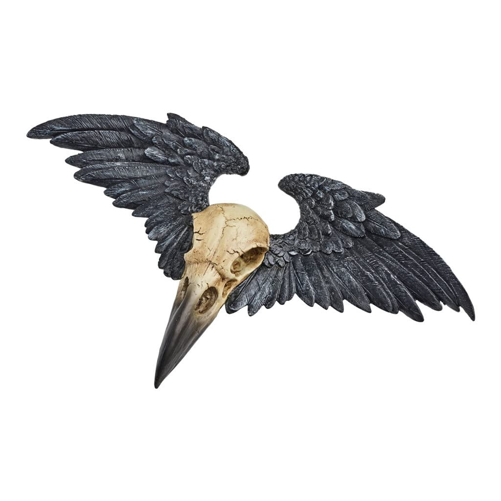 Pacific Giftware Ravenger Winged Raven Skull Resin Wall Plaque ...