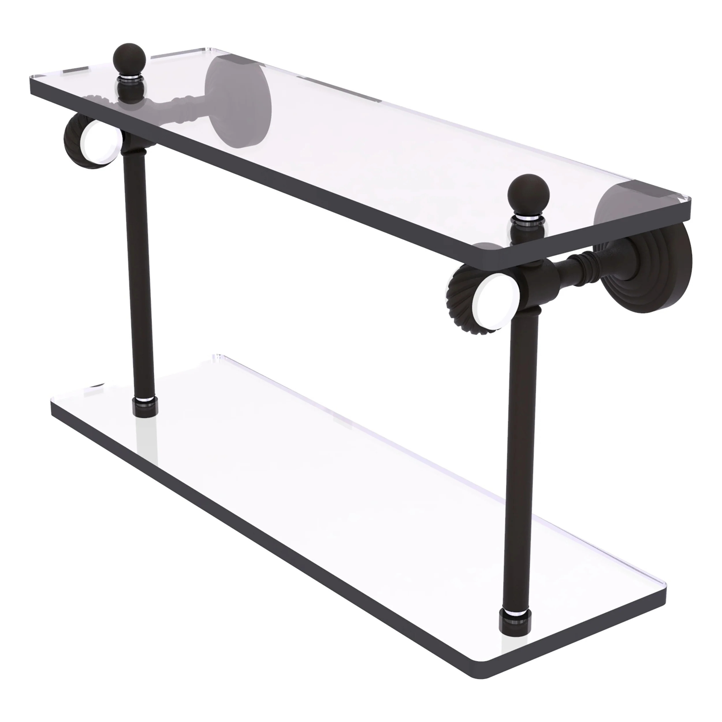 Triple Tiered Vanity Glass Shelf with Beveled Edges - Oil Rubbed Bronze ...