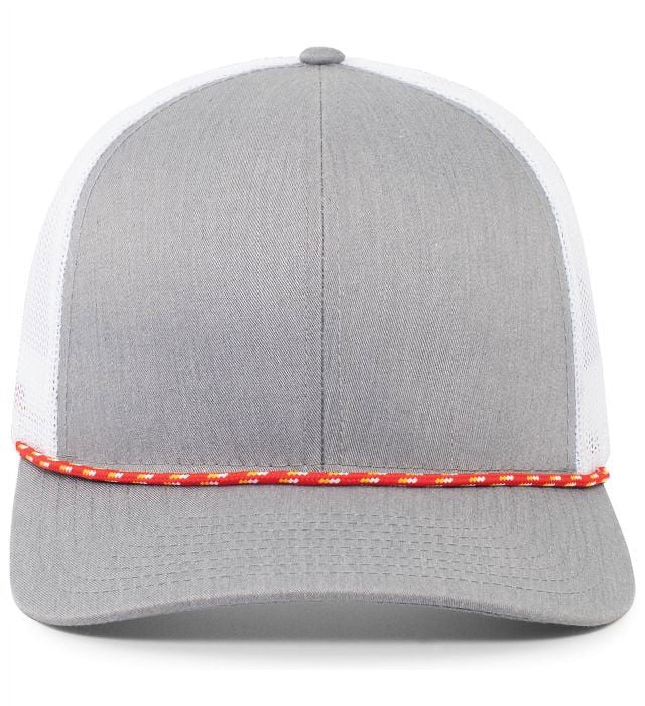 Pacific Headwear 104BR Trucker Snapback Braid Cap - Red Heather Grey ...