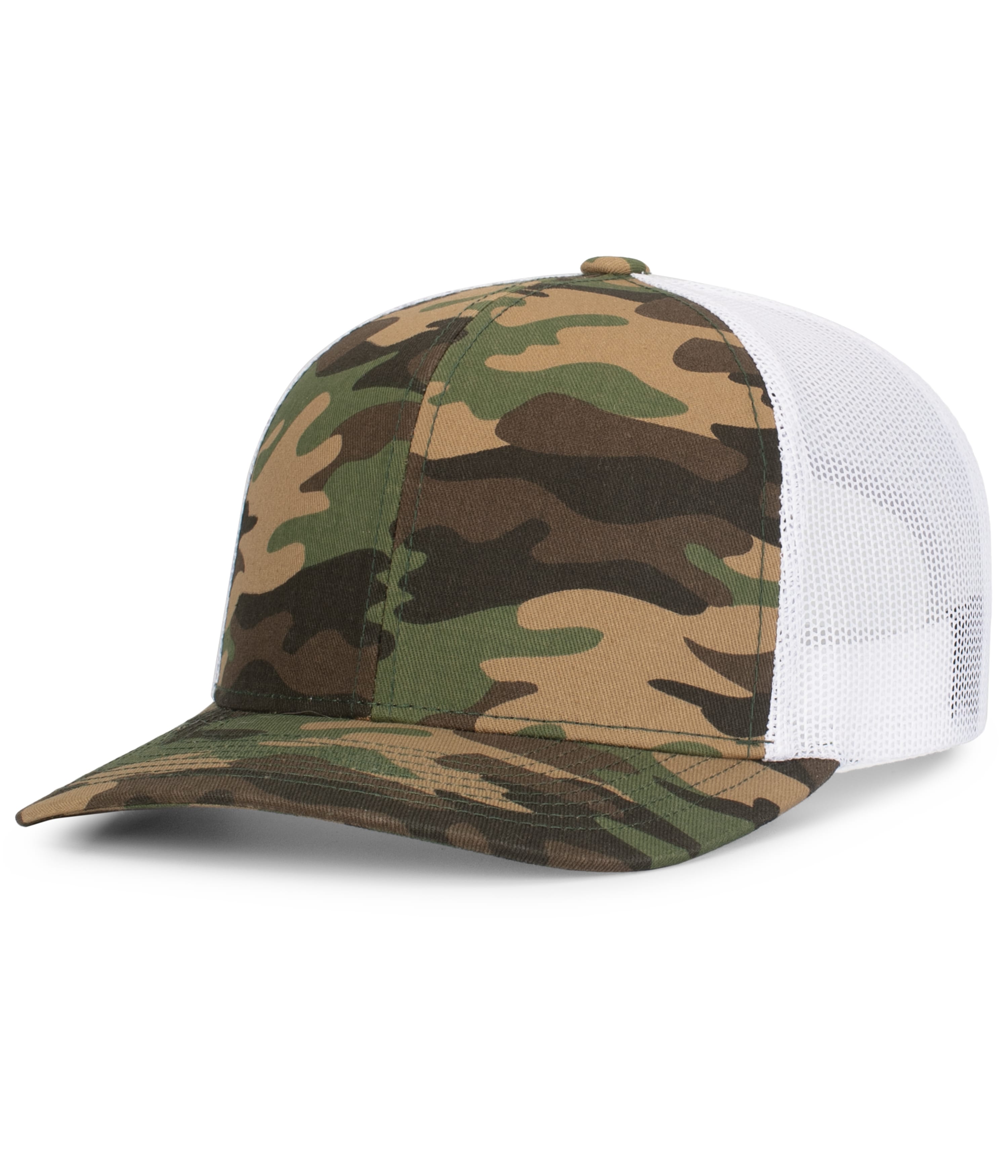 Pacific Headwear Camo Snapback Trucker Cap 108C Army/White/Army Os ...