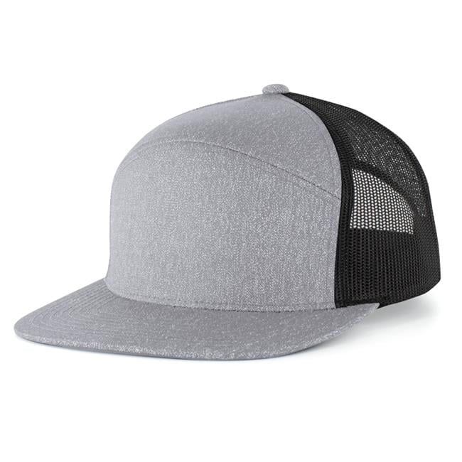 Pacific Headwear Heather 6-Panel Arch Trucker Snapback Cap P710 Grey ...