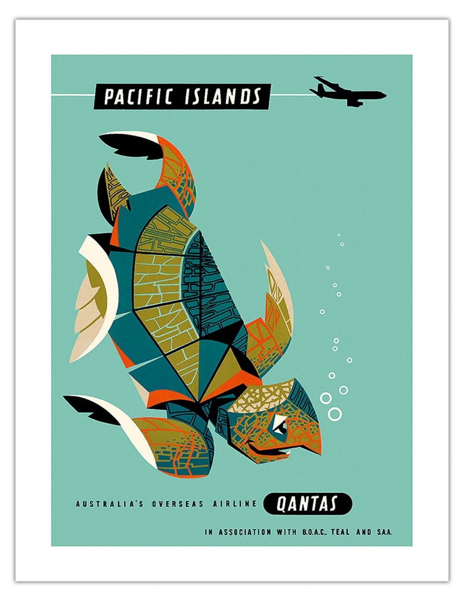 Pacific Islands - Qantas Airways - Green Sea Turtle - Vintage Airline ...