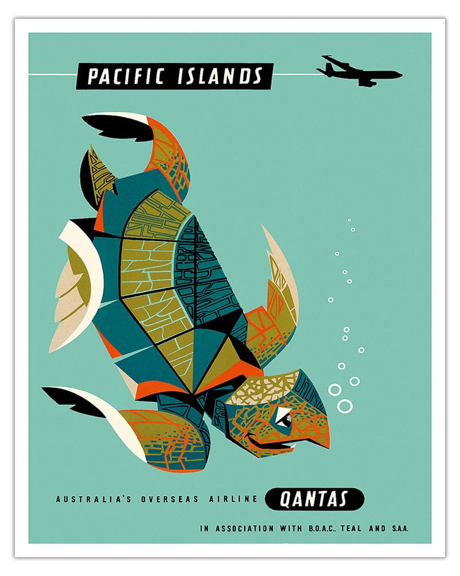 Pacific Islands - Qantas Airways - Green Sea Turtle - Vintage Airline ...