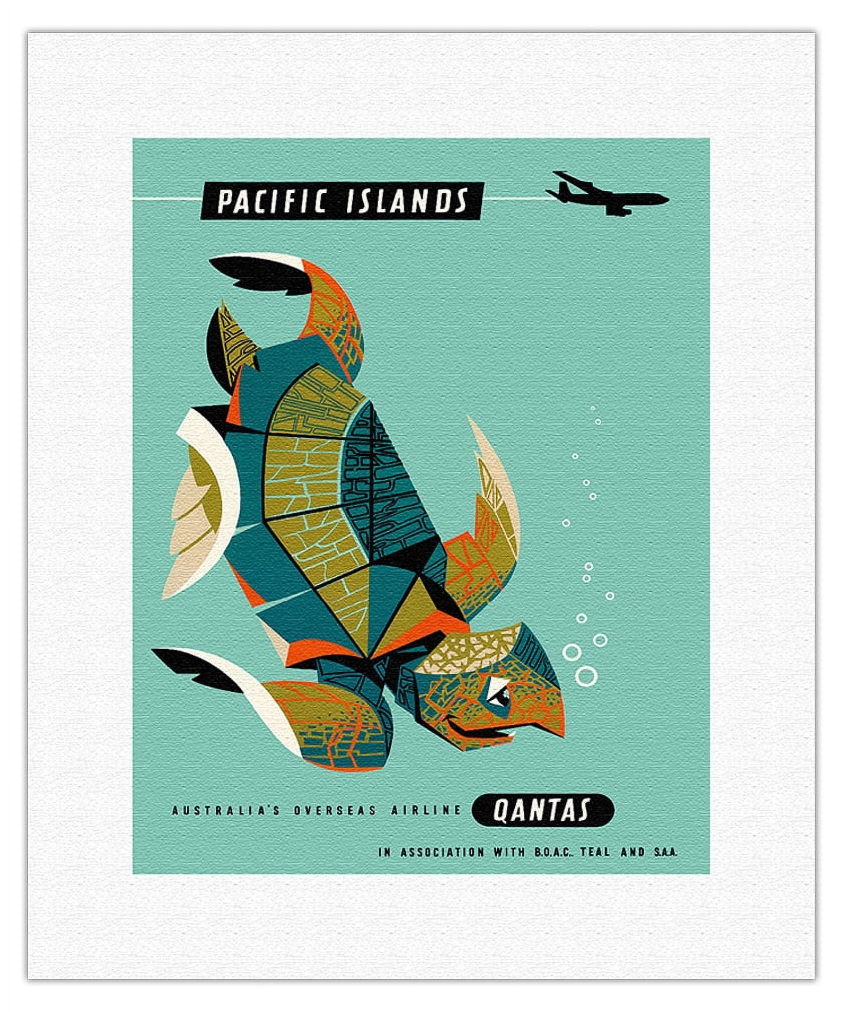 Pacific Islands - Qantas Airways - Green Sea Turtle - Vintage Airline ...