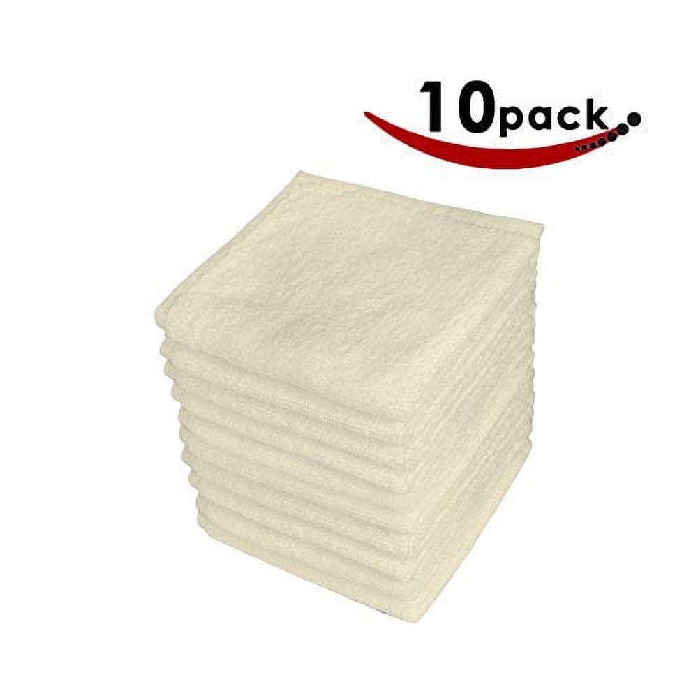Pacific Linens Solid Print Cotton Washcloths, Off-White (10 Pack ...